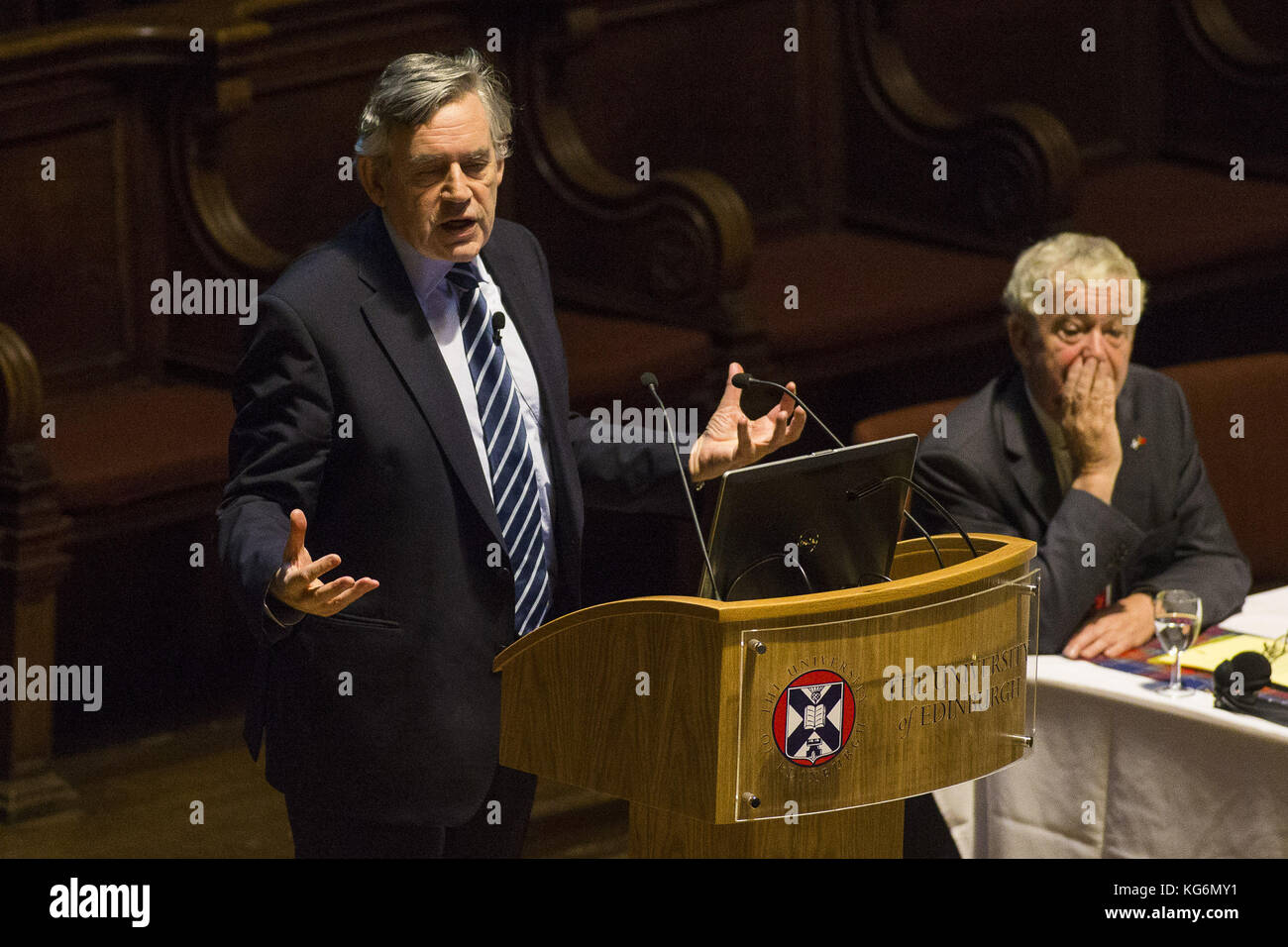 Former prime minister Gordon Brown speaking at a conference assessing ...