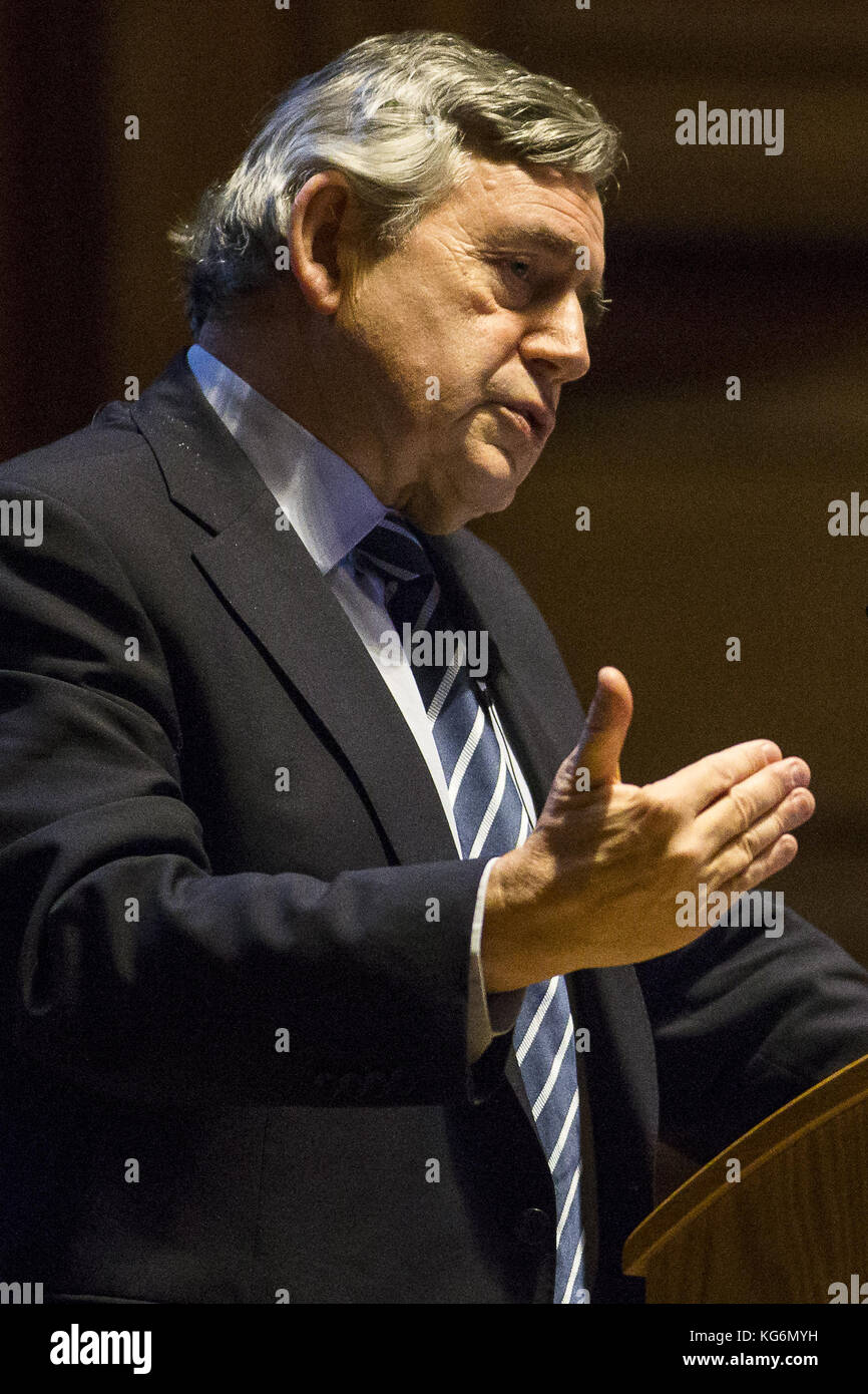 Former prime minister Gordon Brown speaking at a conference assessing ...