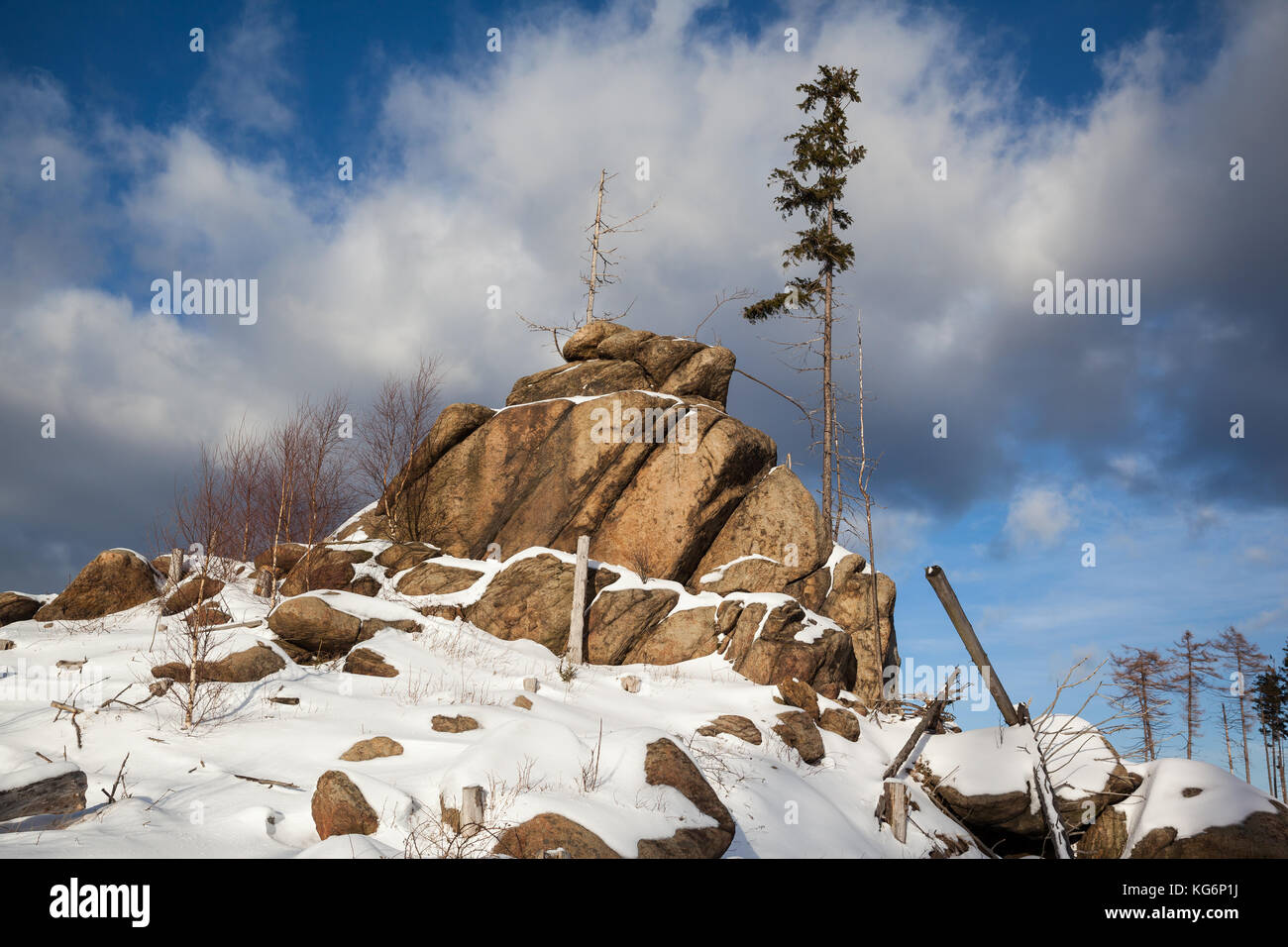 Harz schnee winter oberharz verschneit landschaft hi-res stock ...