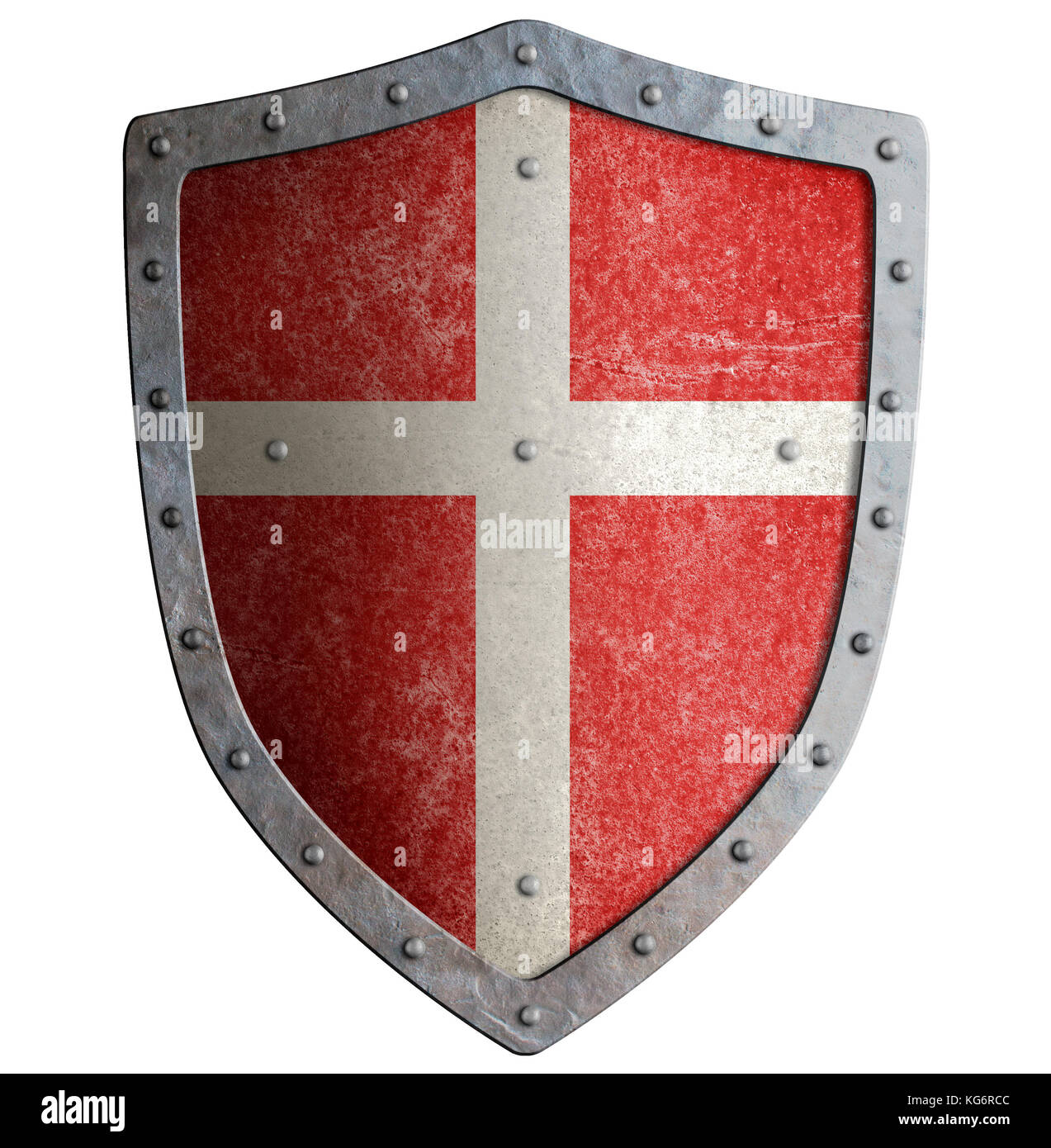medieval crusader's metal shield with white cross isolated 3d ...