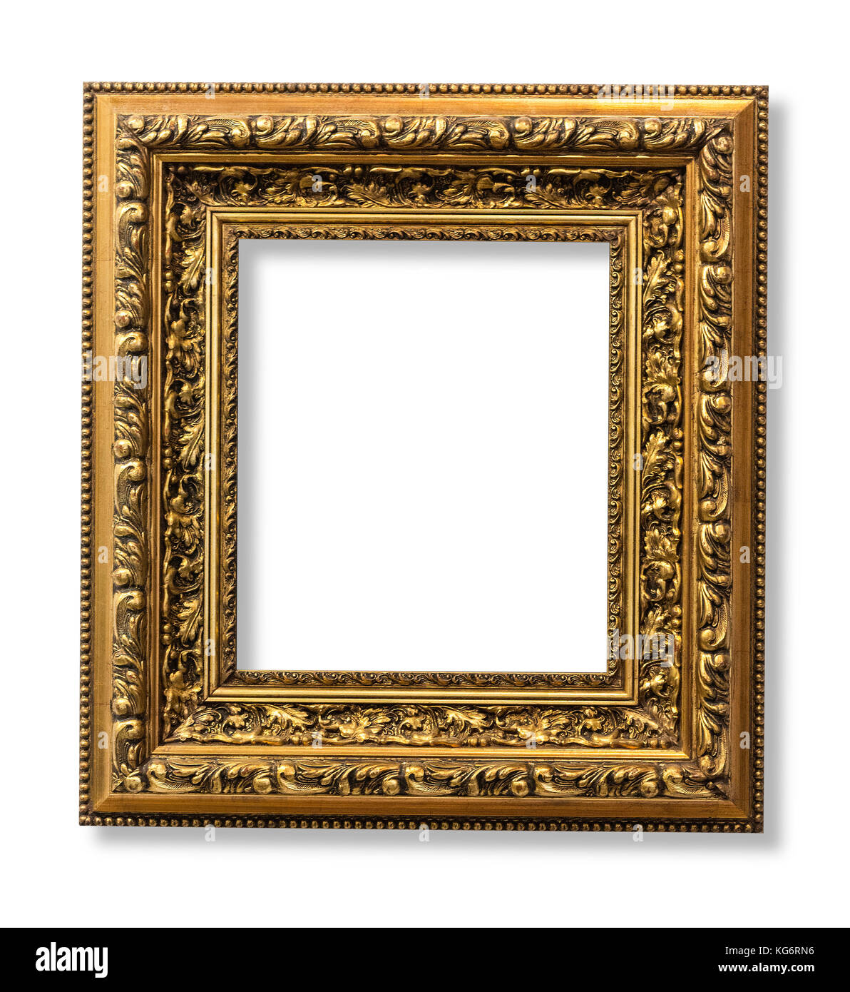 The antique gold frame on the white background with clipping path Stock ...