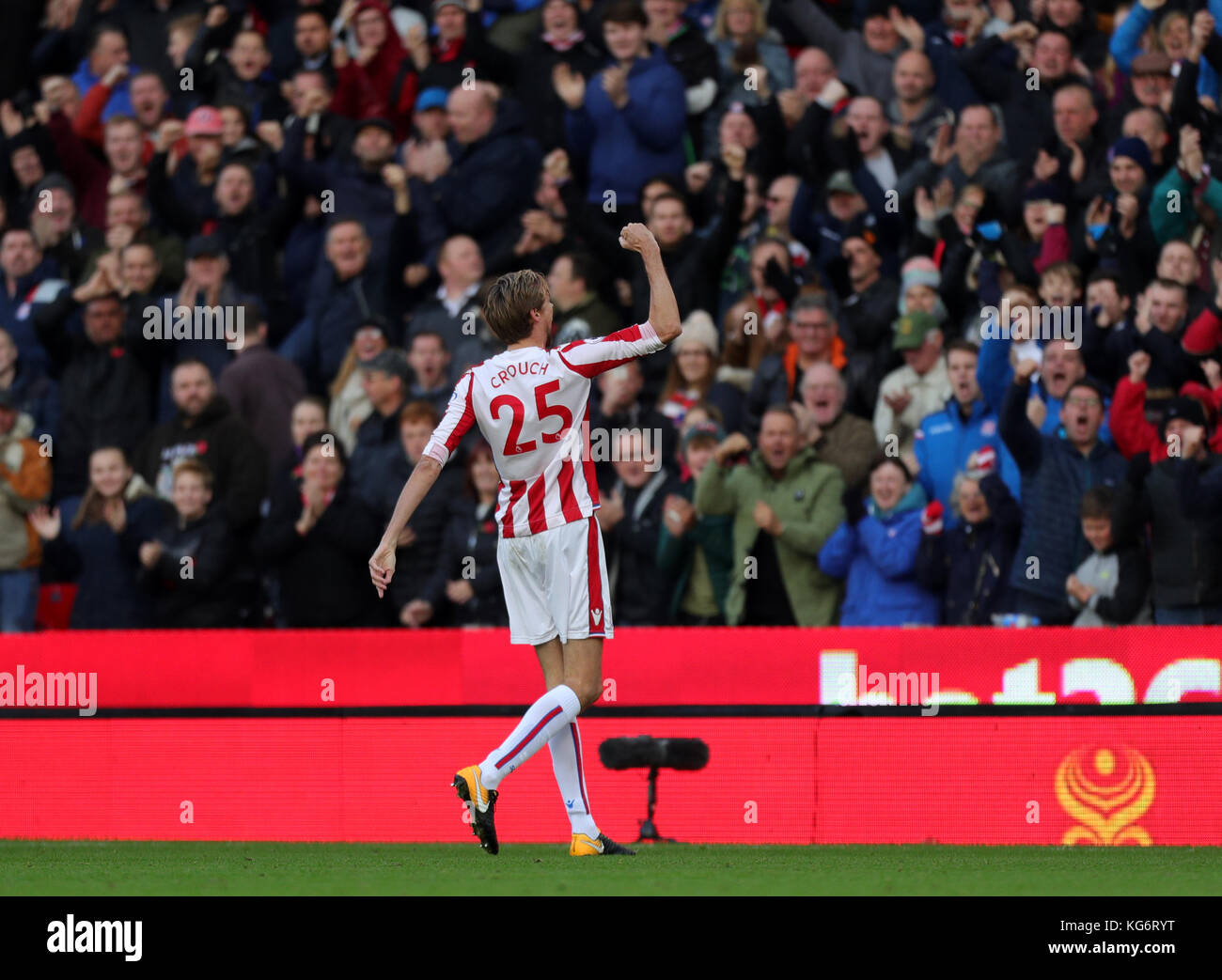 Stoke City's Peter Crouch celebrates scoring his side's second goal of ...