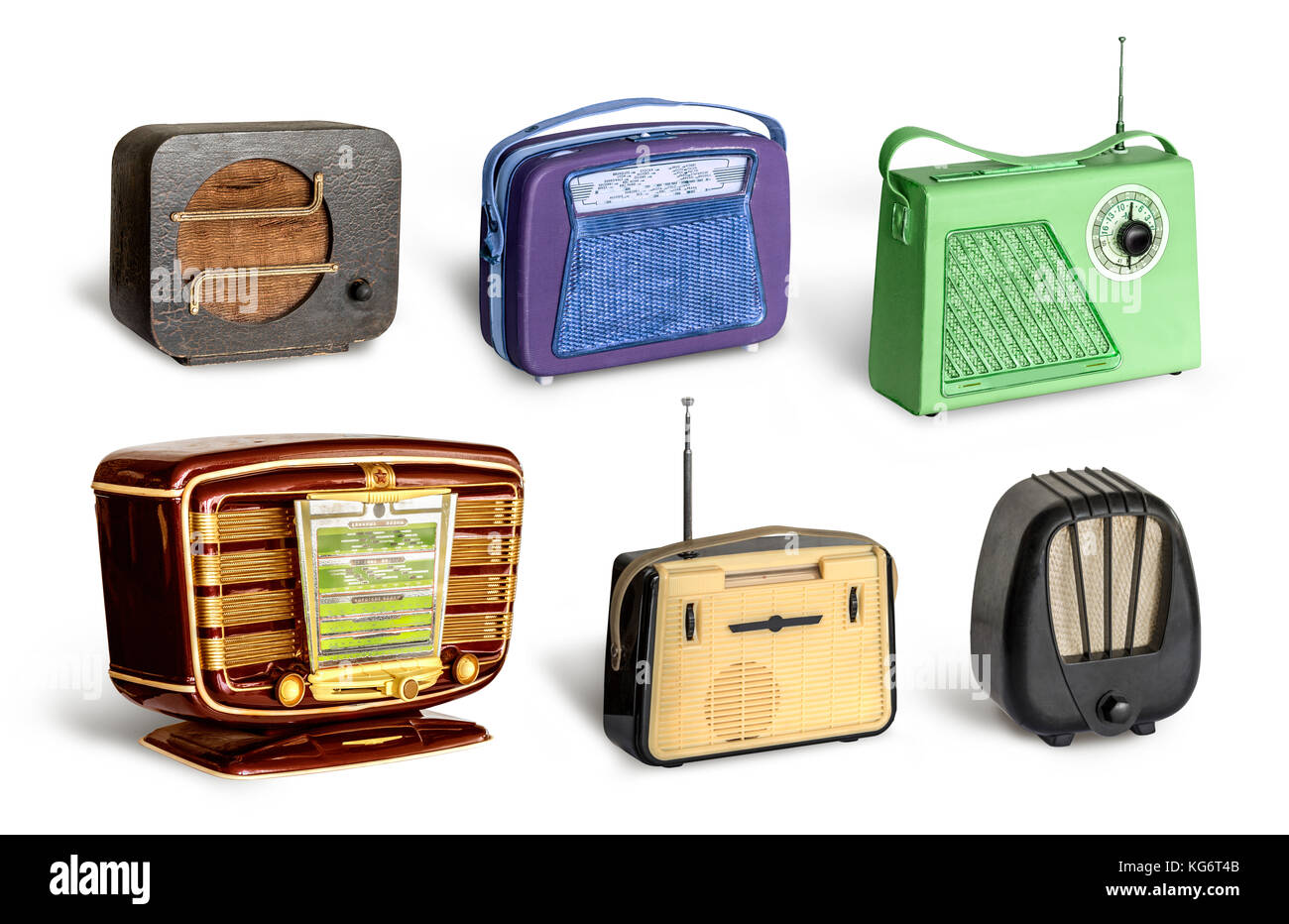 Antique radio set on a white background Stock Photo - Alamy