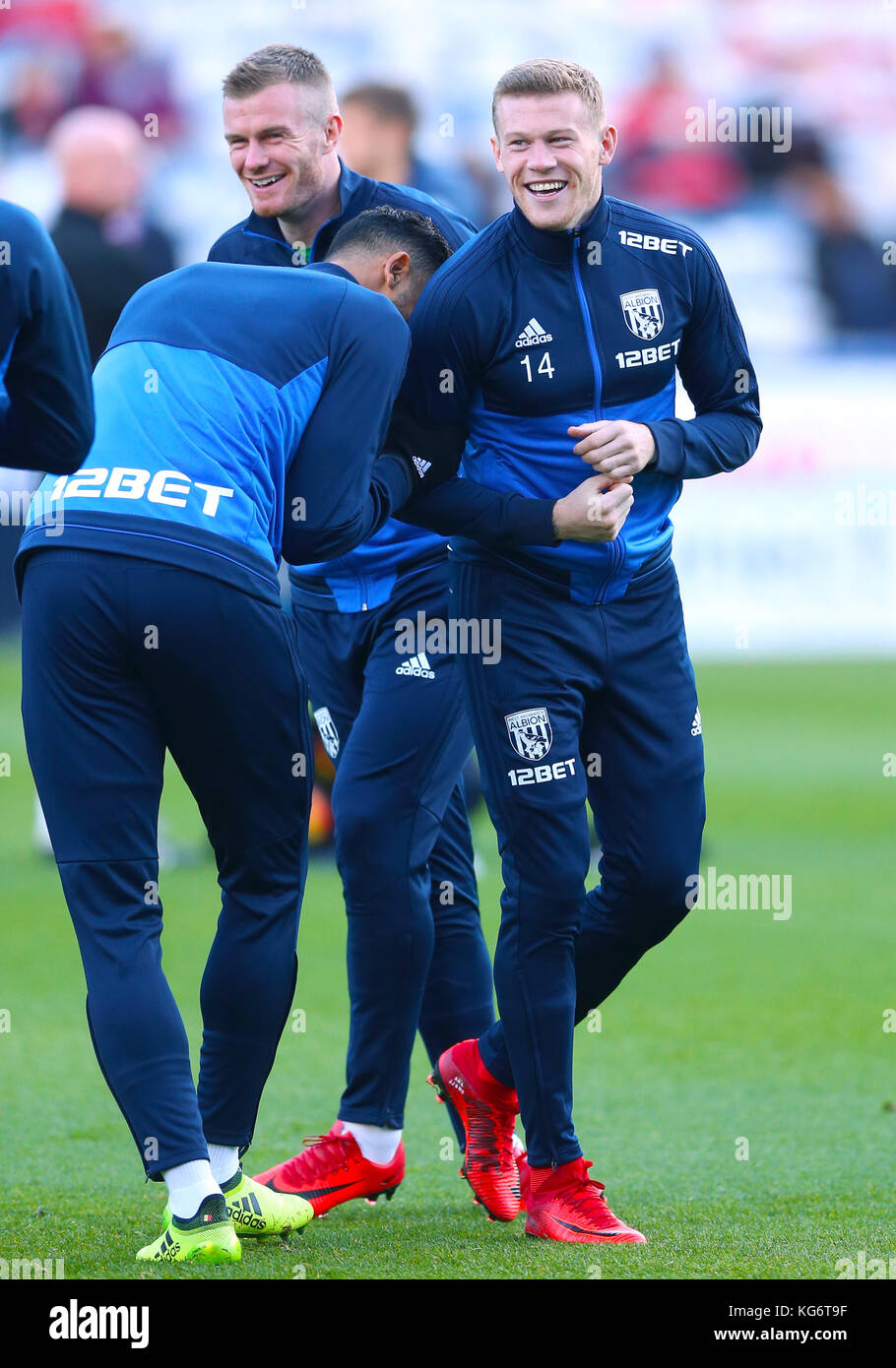 West Bromwich Albion's James McClean (right) ahead of the Premier ...
