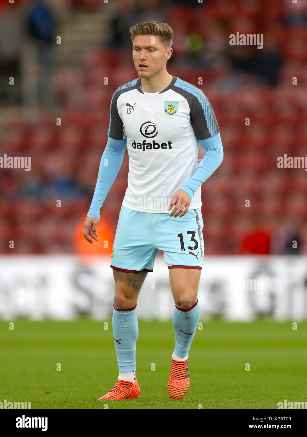 Burnley's Jeff Hendrick warms up ahead of the Premier League match at ...
