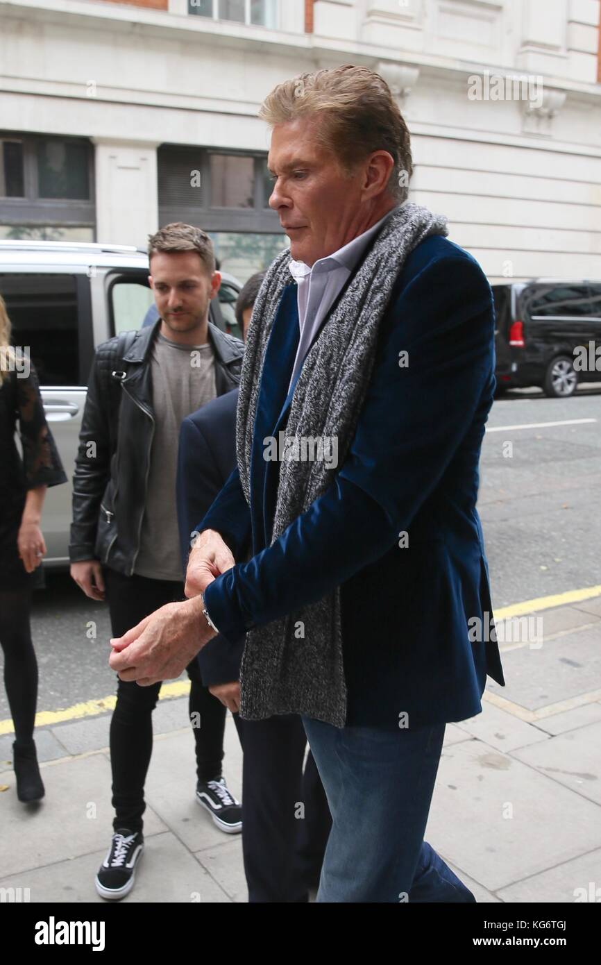 David Hasselhoff greets fans as he arrives at Radio 2 Featuring: David ...