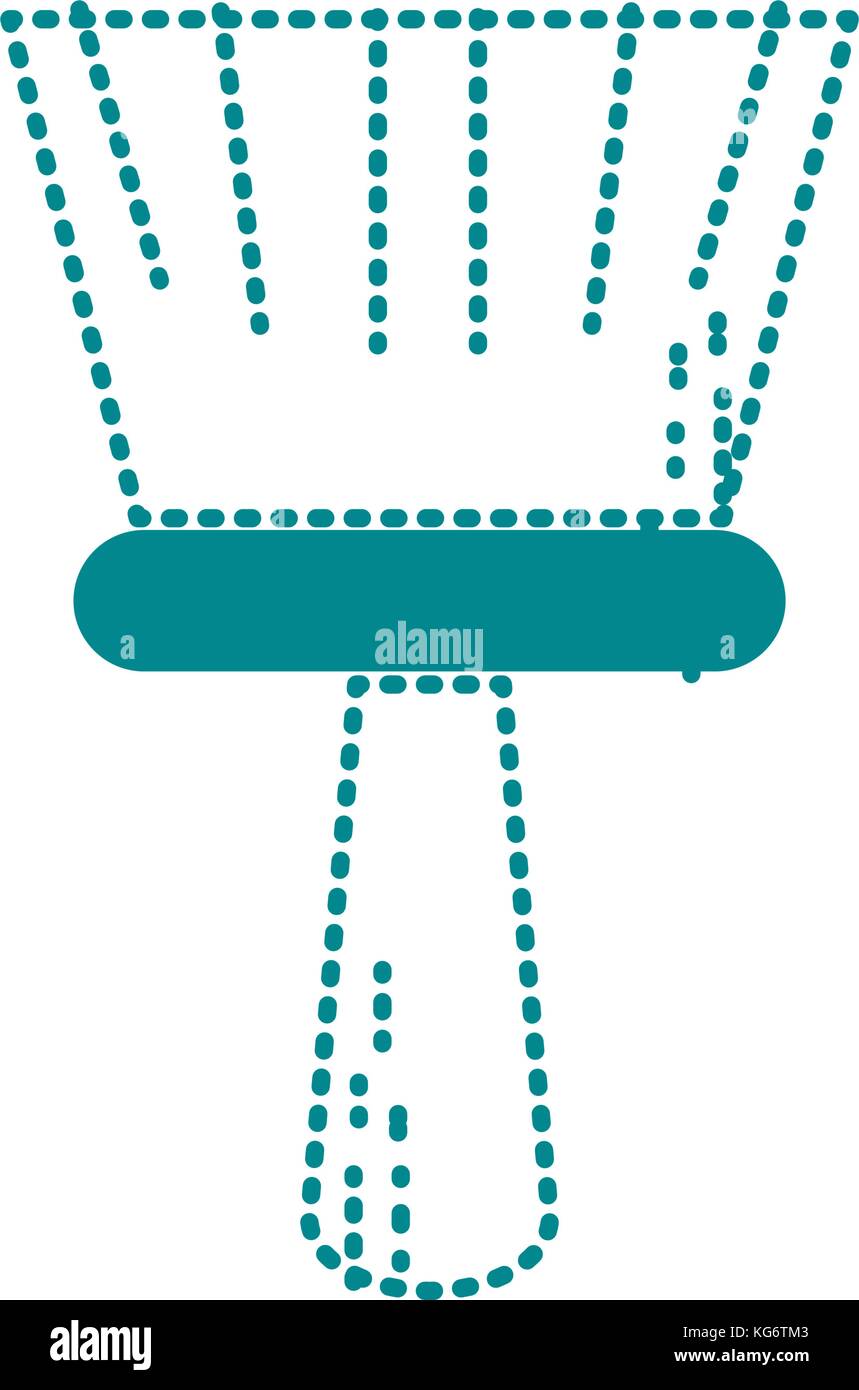 dotted shape broom sweep equipment to clean house vector illustration ...