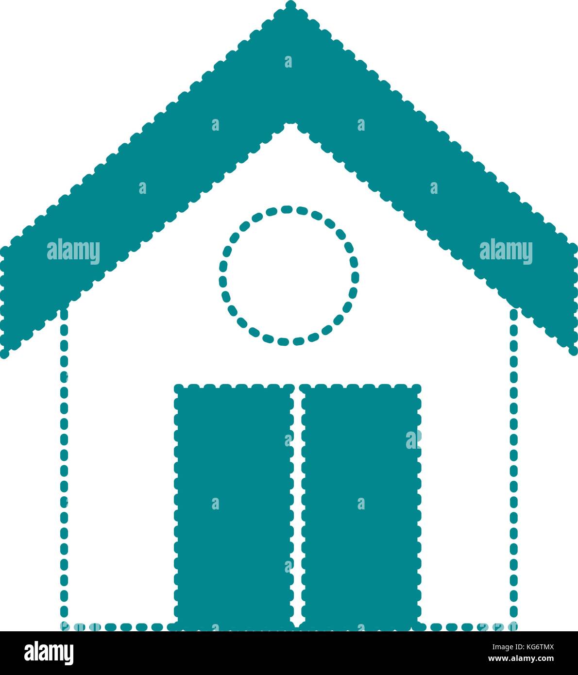 dotted shape clean house with roof and door design vector illustration ...
