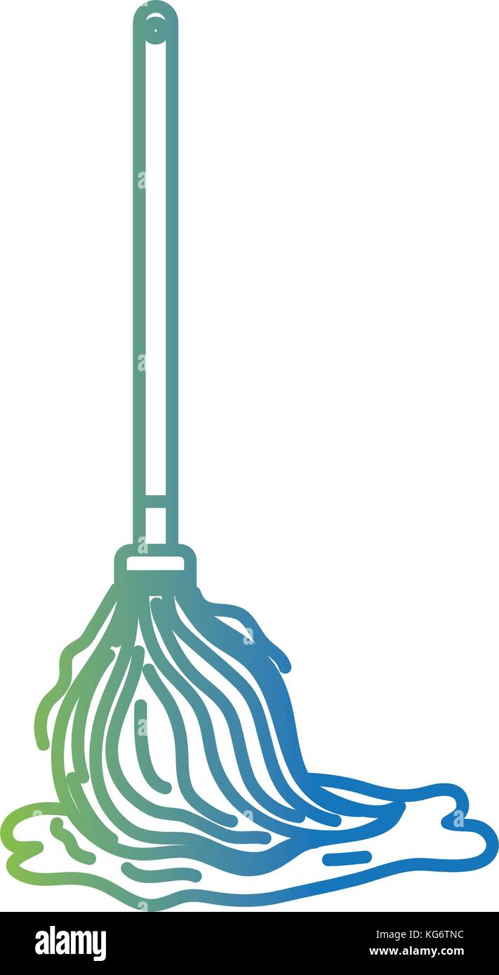 line mop sweep object to clean the house vector illustration Stock ...