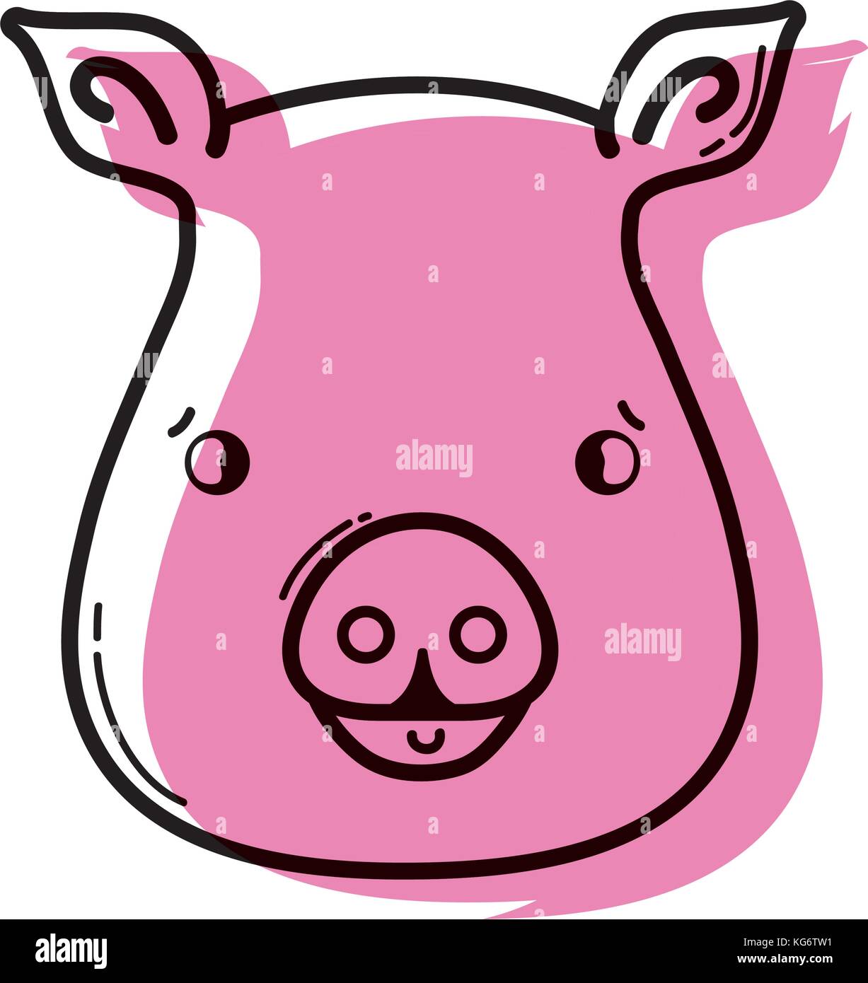 color cute pig head wild animal vector illustration Stock Vector Image ...