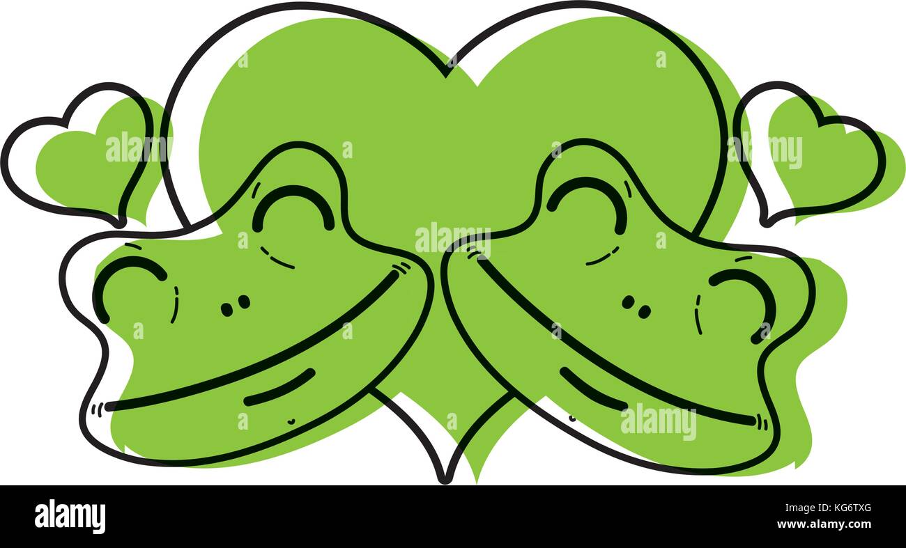 color cute frog couple animal with hearts design vector illustration ...