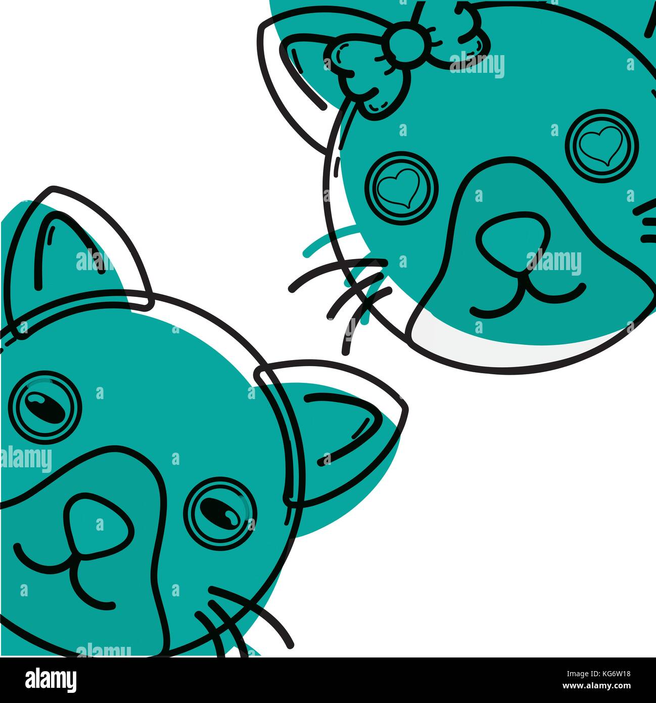 color cute cat couple animal together vector illustration Stock Vector ...