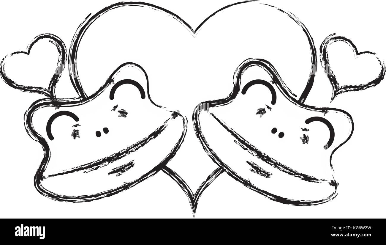 figure cute frog couple animal with hearts design vector illustration ...