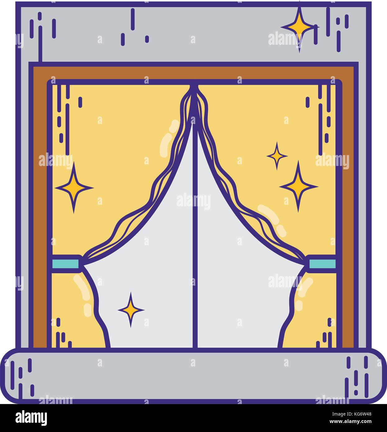 house window clean with curtains design vector illustration Stock ...