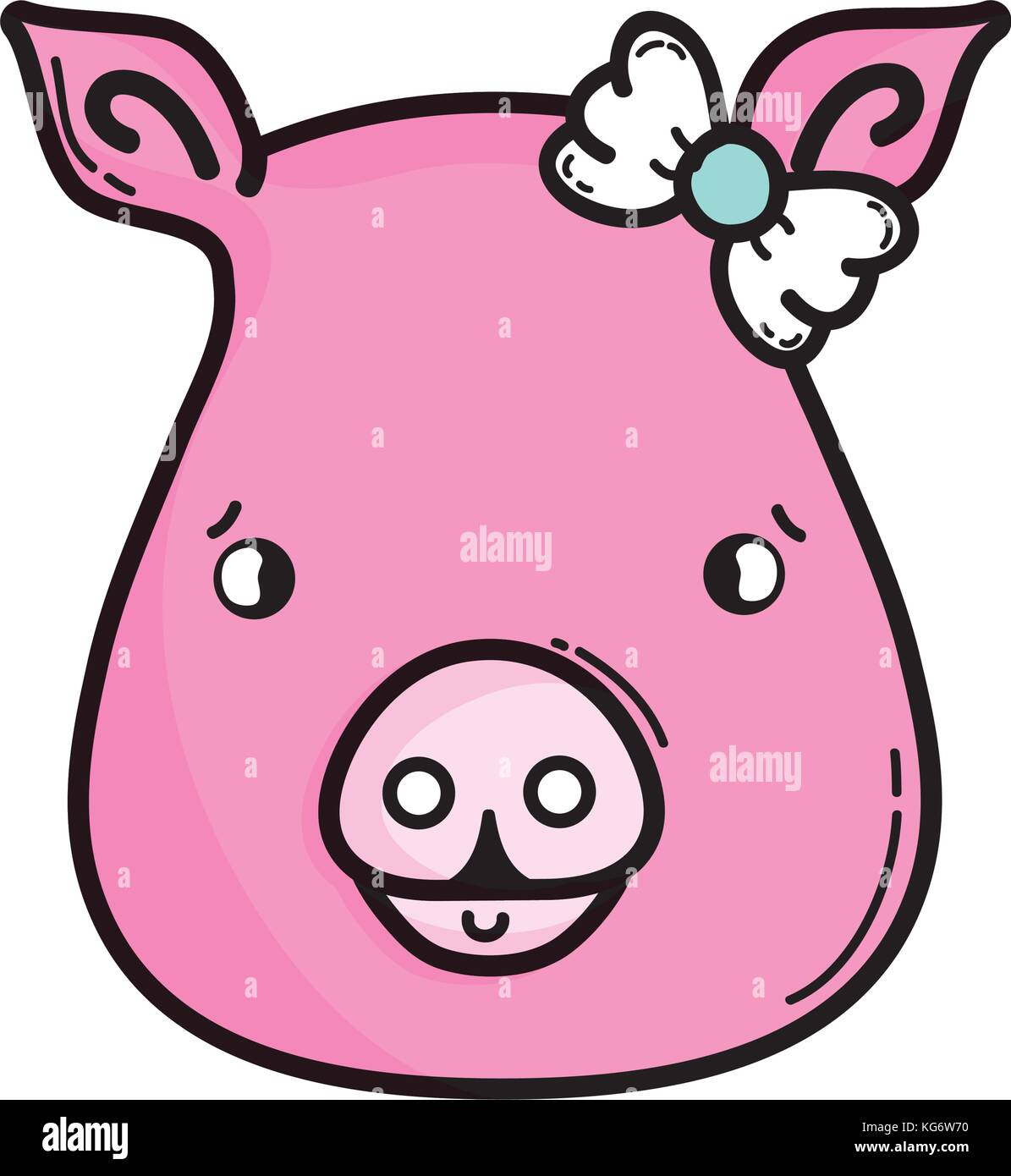cute pig female wild animal vector illustration Stock Vector Image ...