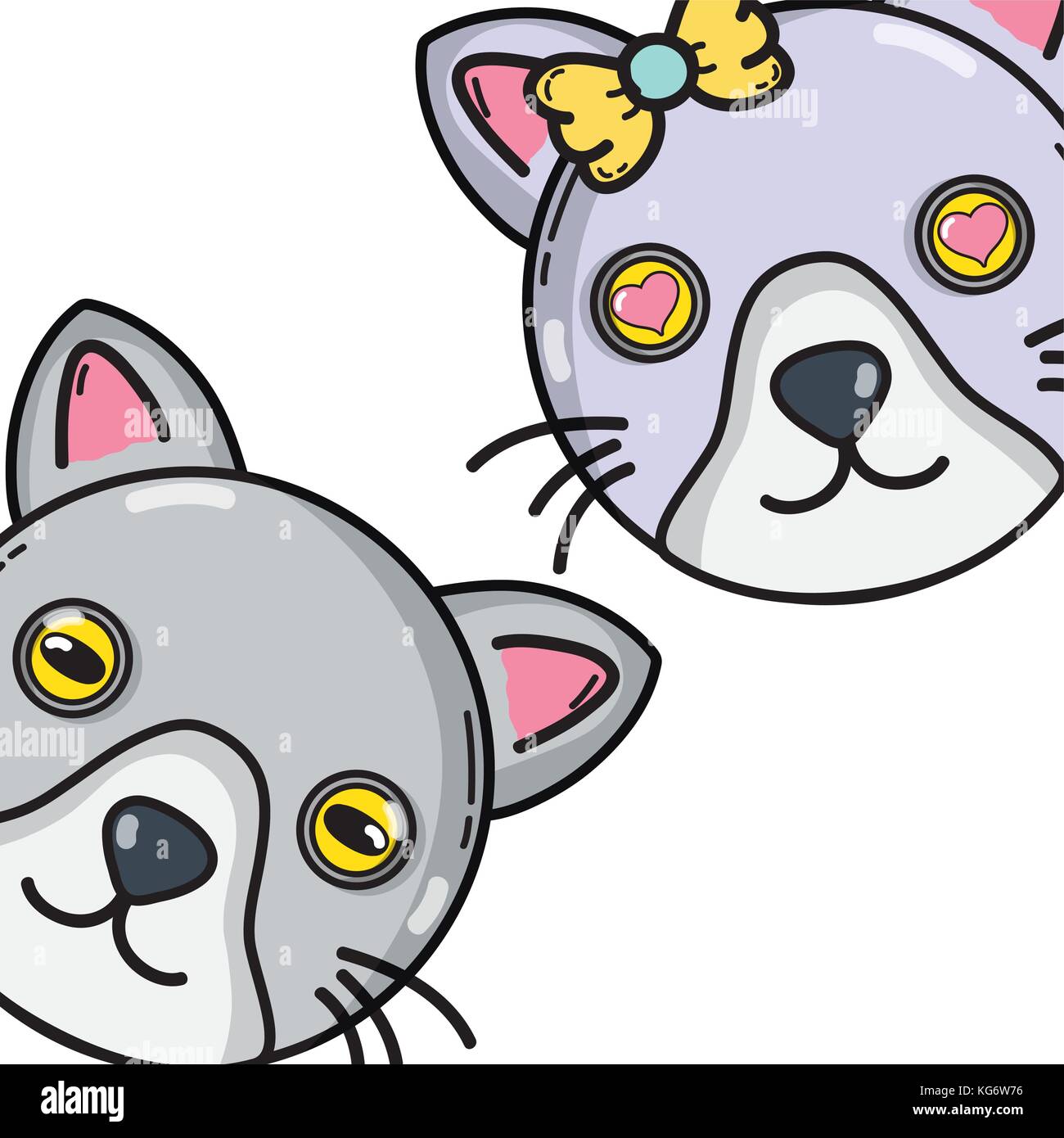 cute cat couple animal together vector illustration Stock Vector Image ...