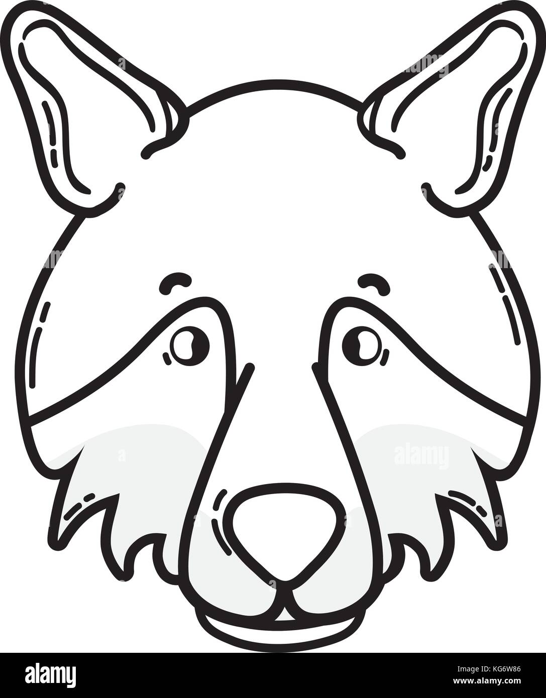 line cute wolf head wild animal vector illustration Stock Vector Image ...