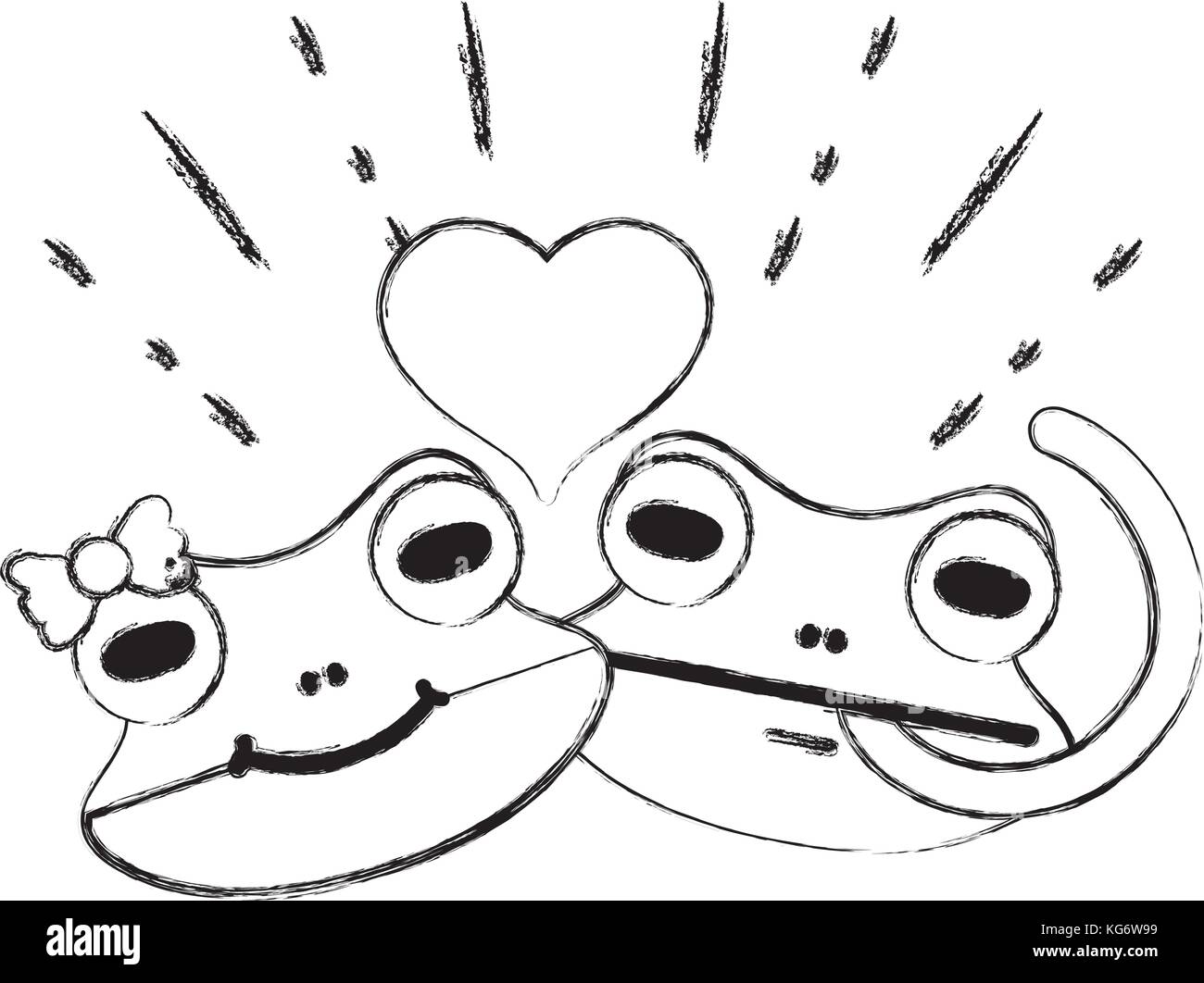 figure cute frog couple animal with heart design vector illustration ...