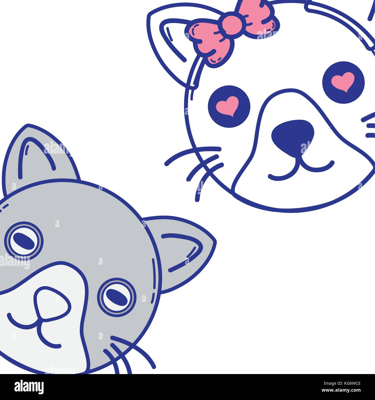 cute cat couple animal together vector illustration Stock Vector Image ...