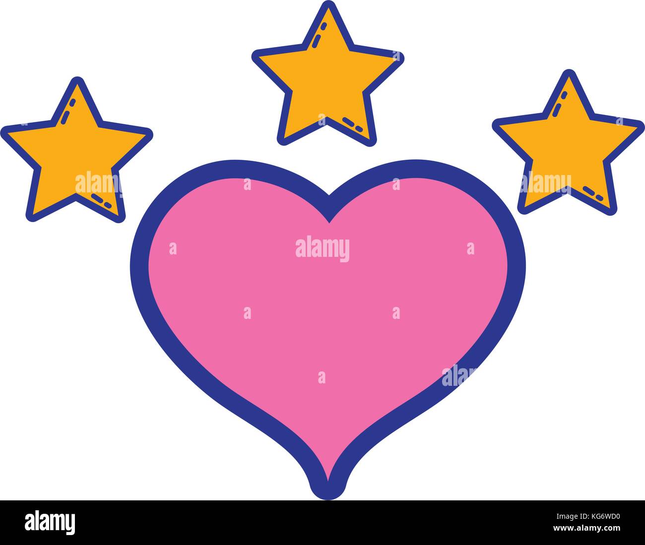 heart to love sign with stars shining in the sky vector illustration ...