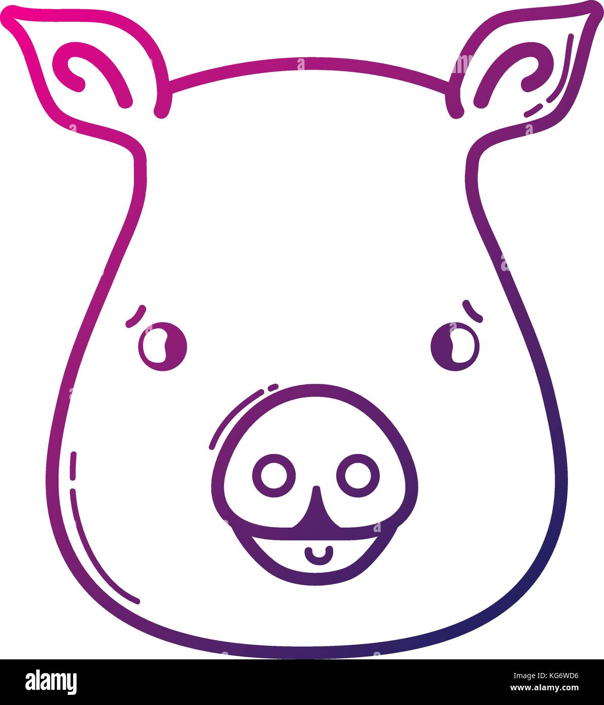 line cute pig head wild animal vector illustration Stock Vector Image ...