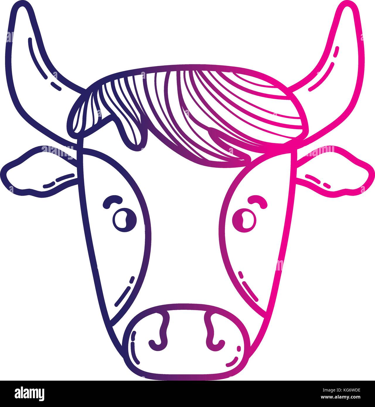 line cute cow head farm animal vector illustration Stock Vector Image ...