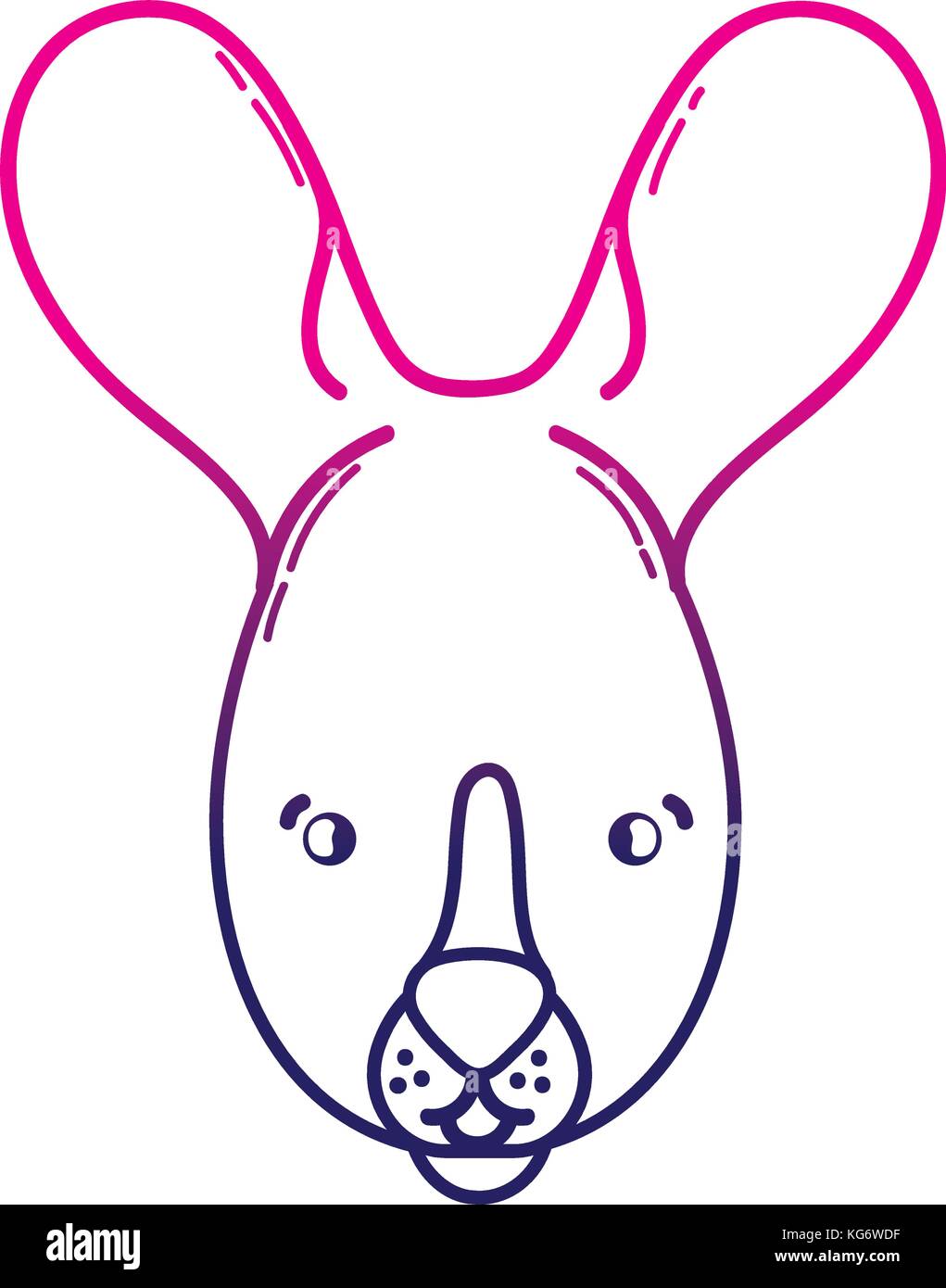 line cute rabbit head wild animal vector illustration Stock Vector ...
