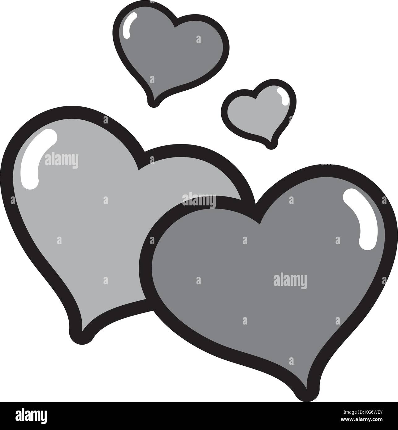 grayscale hearts together to love and romantic symbol vector ...