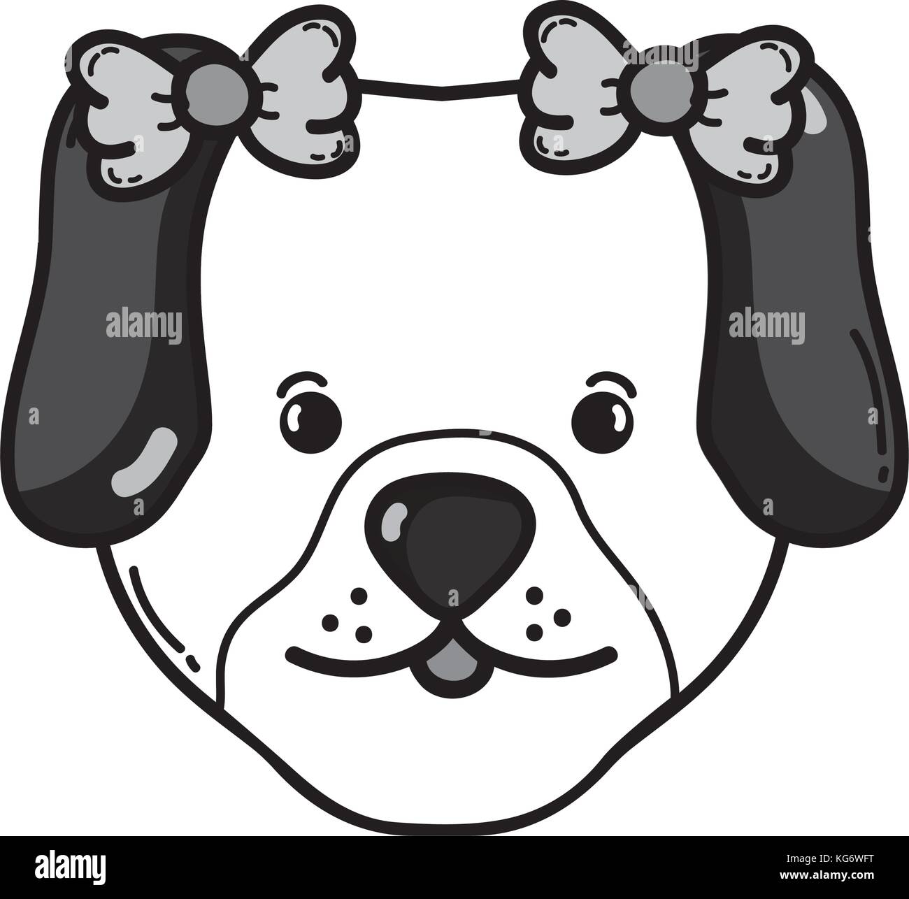 grayscale cute dog female pet animal vector illustration Stock Vector ...