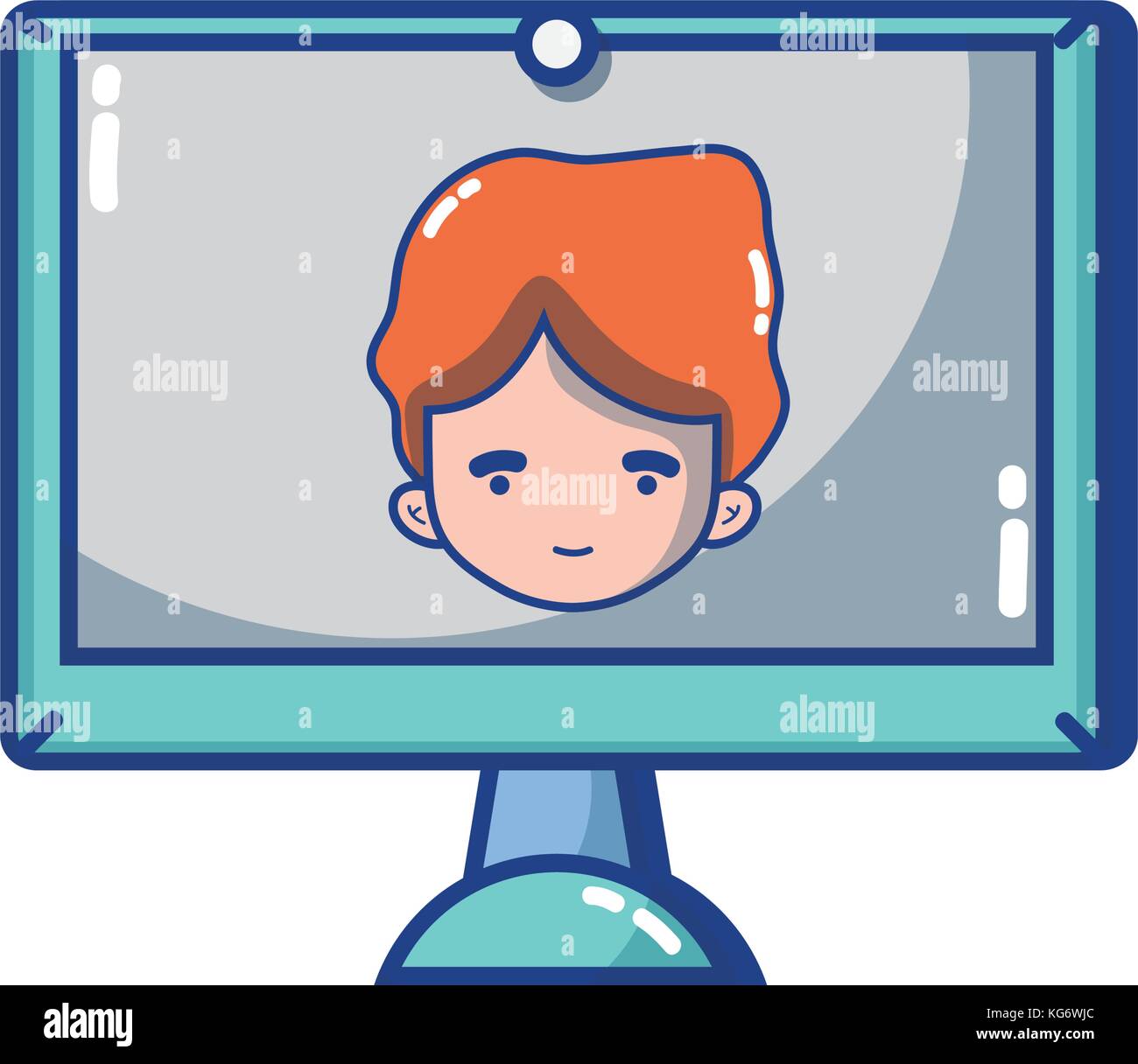 screen technology object with boy head inside vector illustration Stock ...