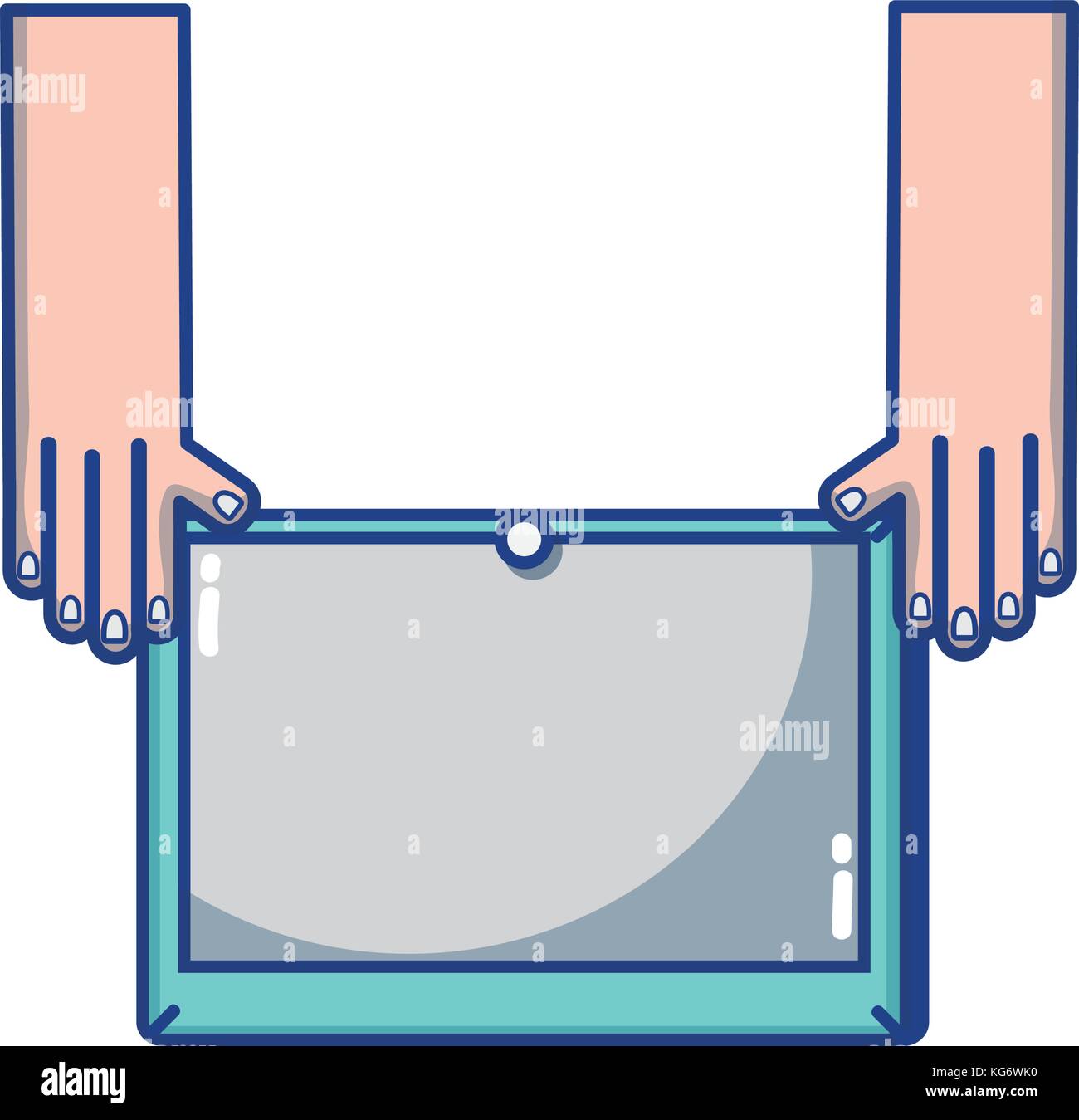 hands with screen tablet technology object vector illustration Stock ...