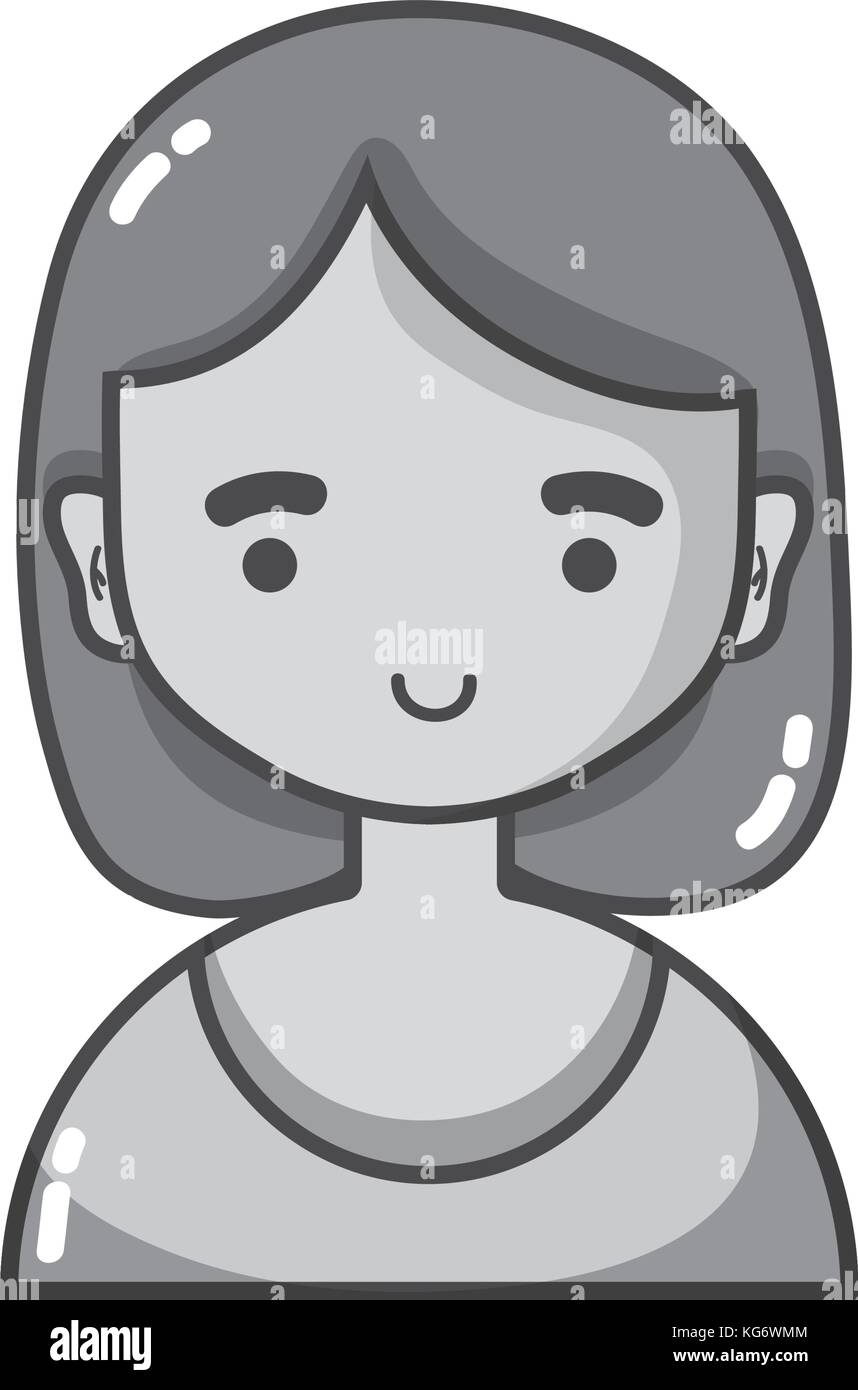 grayscale avatar girl with blouse and hairstyle design vector ...