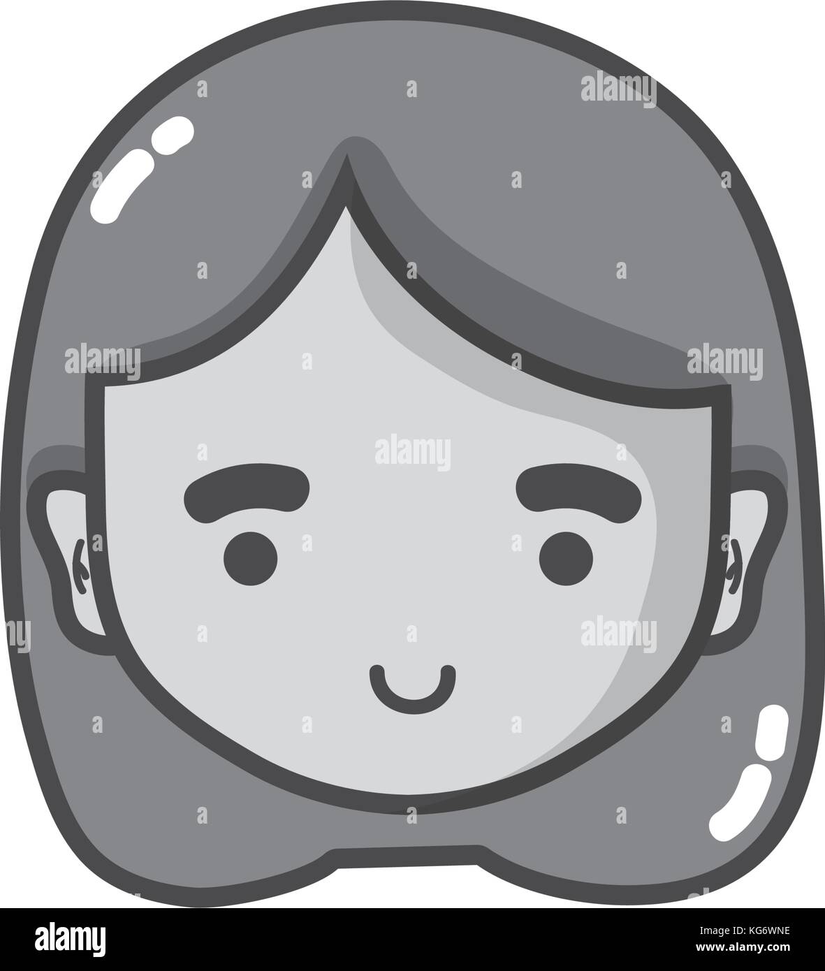 grayscale avatar girl head with hairstyle design vector illustration ...