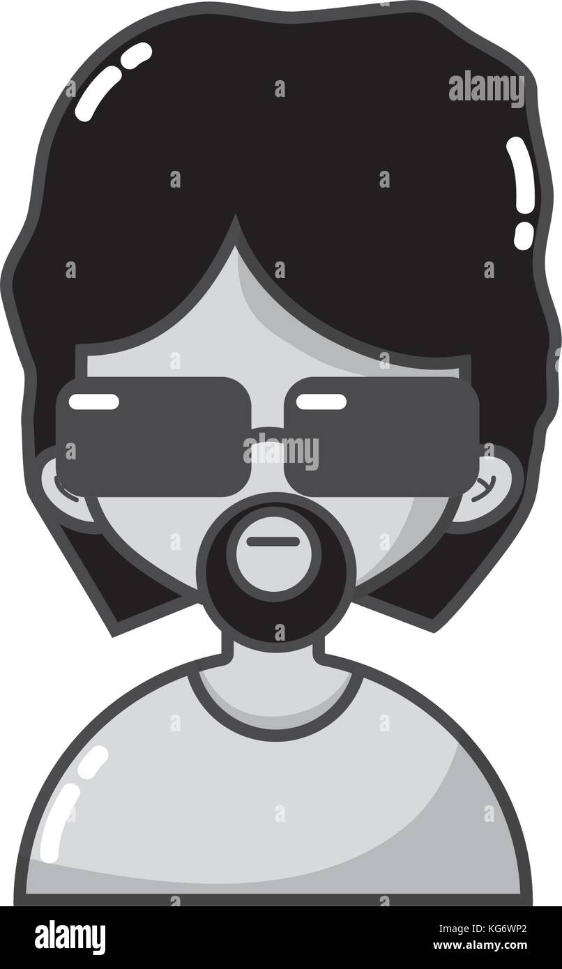 grayscale avatar man with hairstyle and beard design vector ...