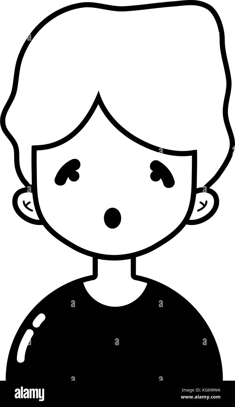 line avatar boy with t-shirt and hairstyle design vector illustration ...