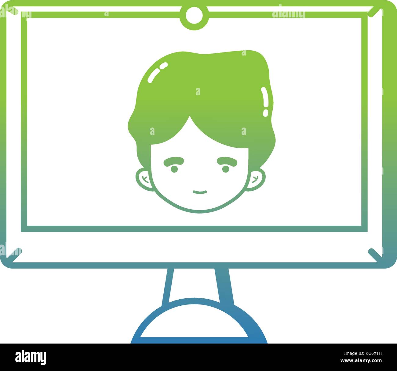 silhouette screen technology object with boy head inside vector ...