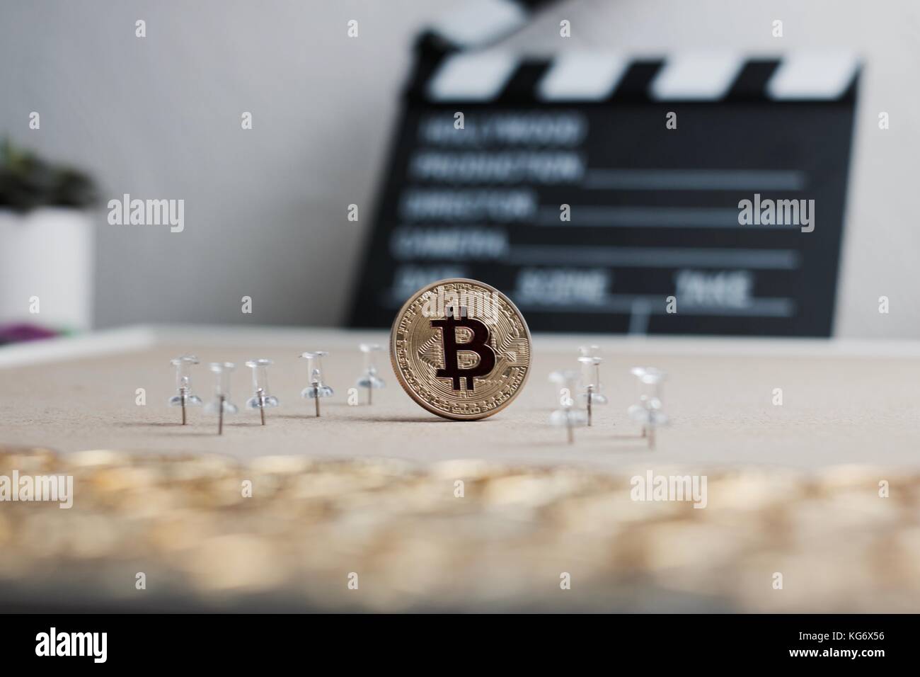 Digital currency physical metal bitcoin coin. Cryptocurrency cinema ...