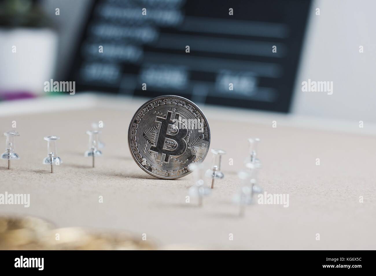 Digital currency physical metal bitcoin coin. Cryptocurrency cinema ...