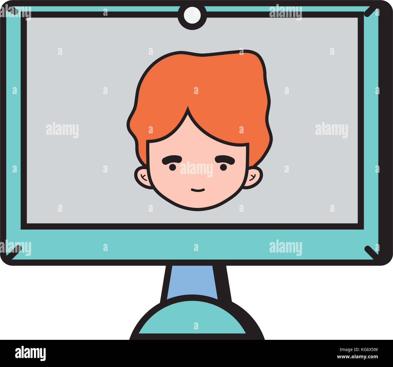 screen technology object with boy head inside vector illustration Stock ...