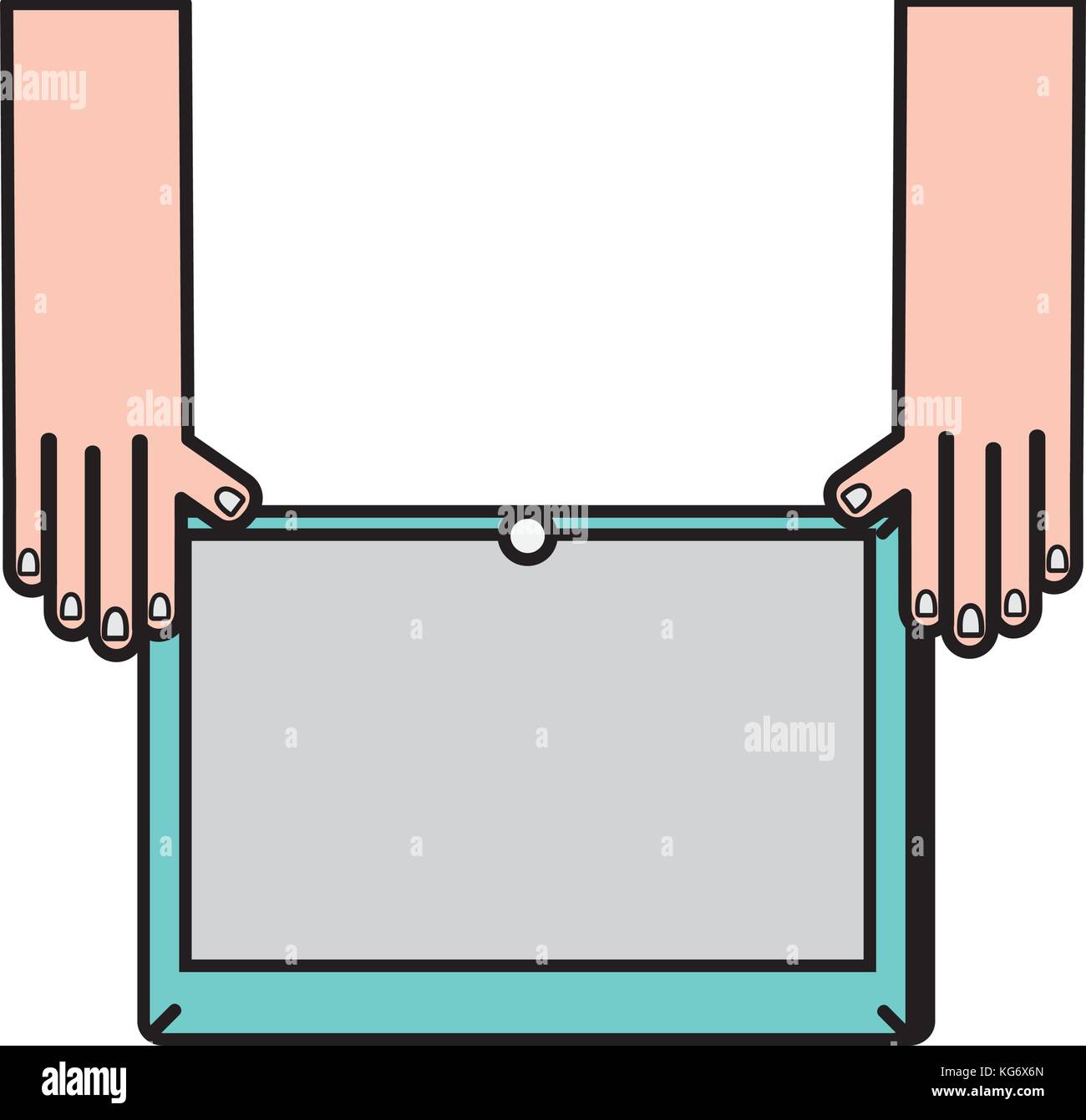 hands with screen tablet technology object vector illustration Stock ...