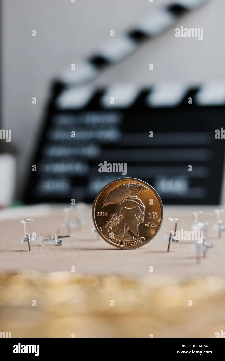 Digital currency physical metal bitcoin coin. Cryptocurrency cinema ...