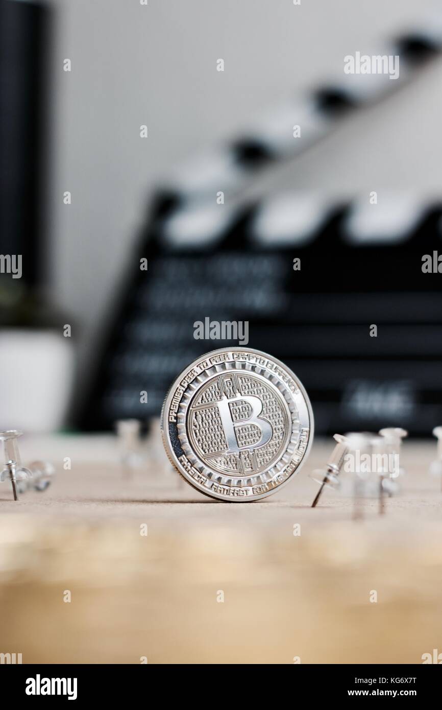 Digital currency physical metal bitcoin coin. Cryptocurrency cinema ...