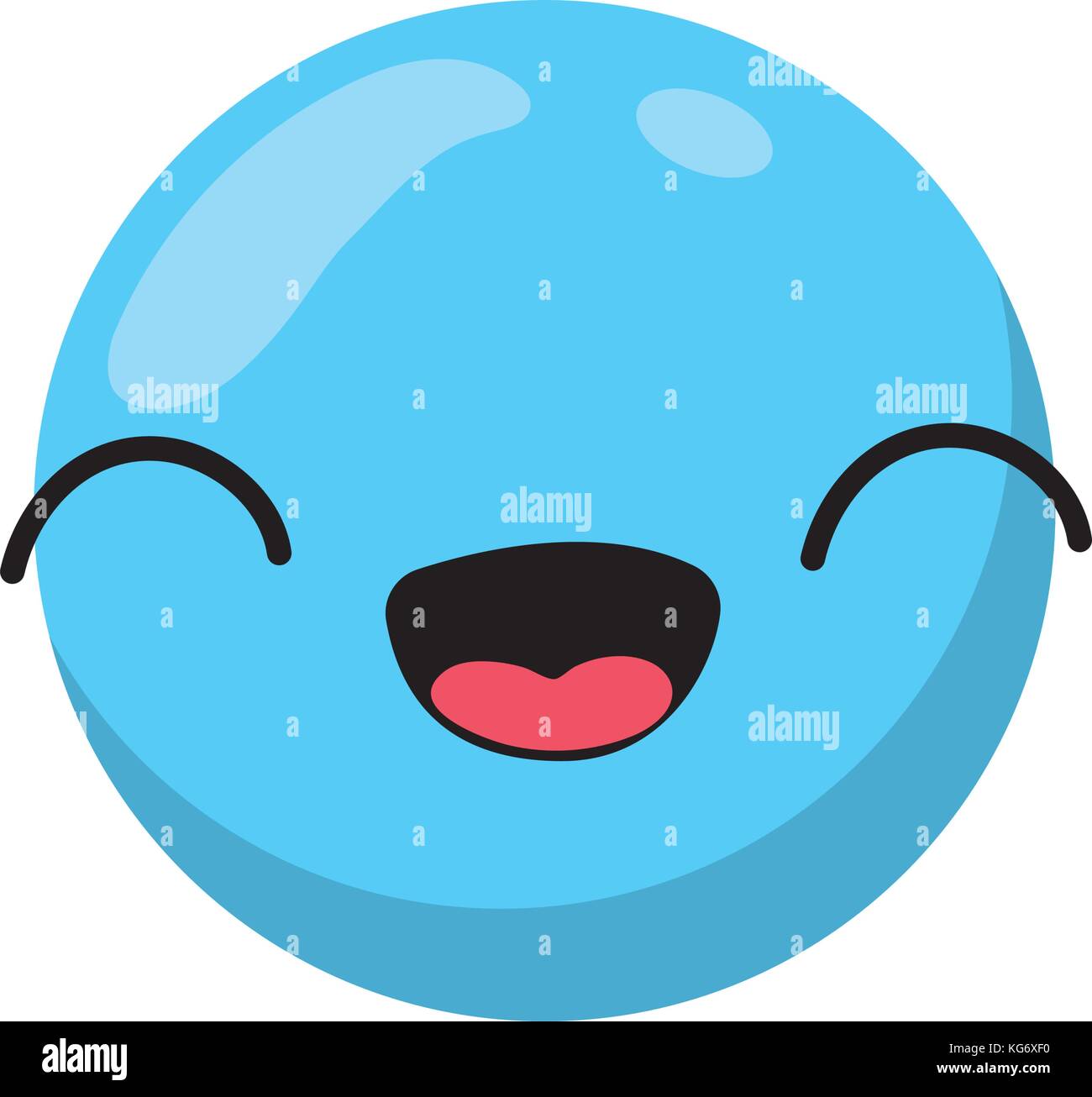 Blue cartoon face emoticon caricature and character theme Isolated ...