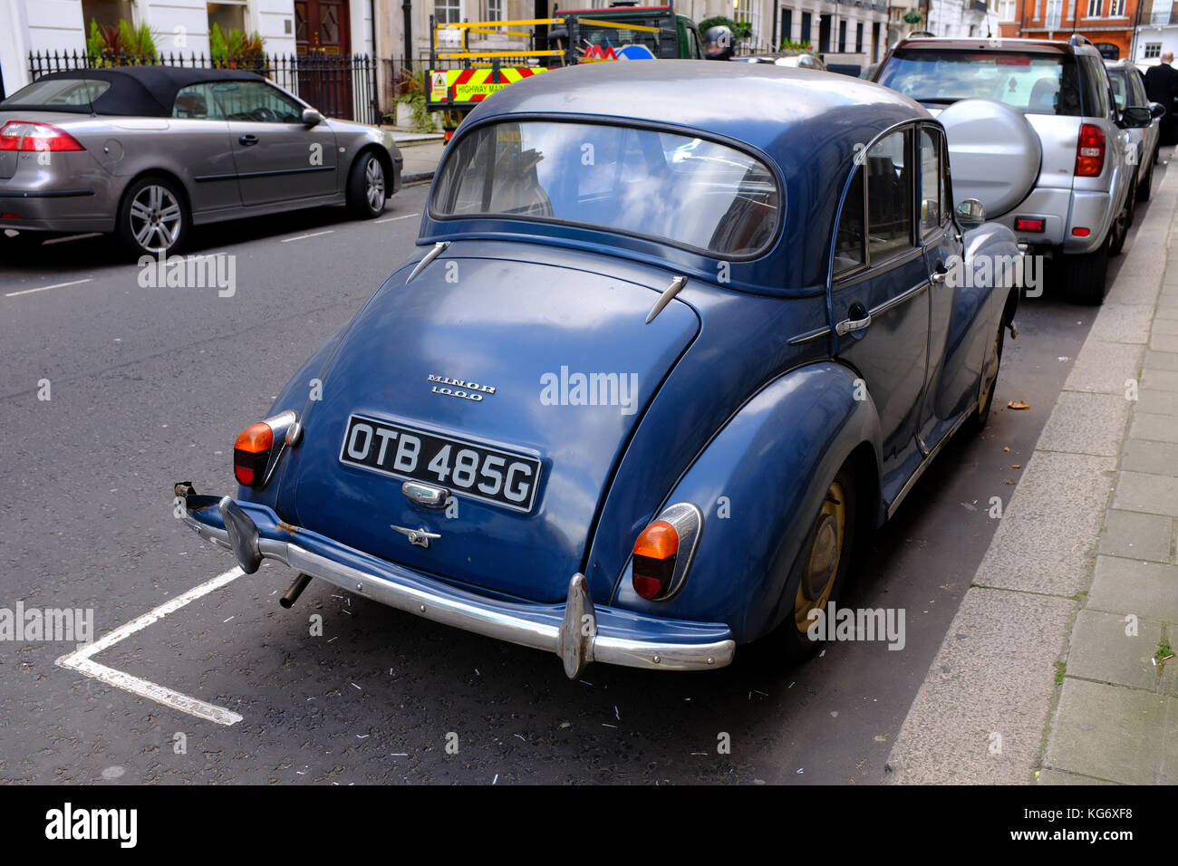 Blue Morris Minor 1000 parked on a London Street Stock Photo - Alamy