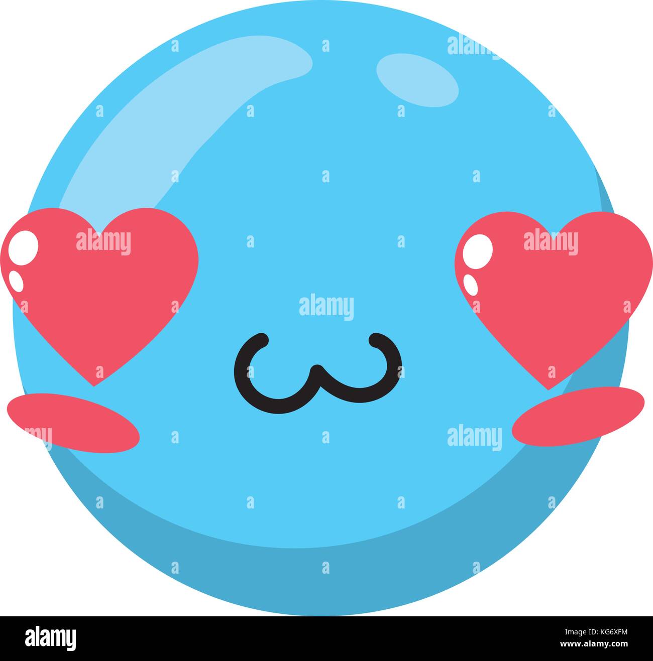 Blue cartoon face emoticon caricature and character theme Isolated ...