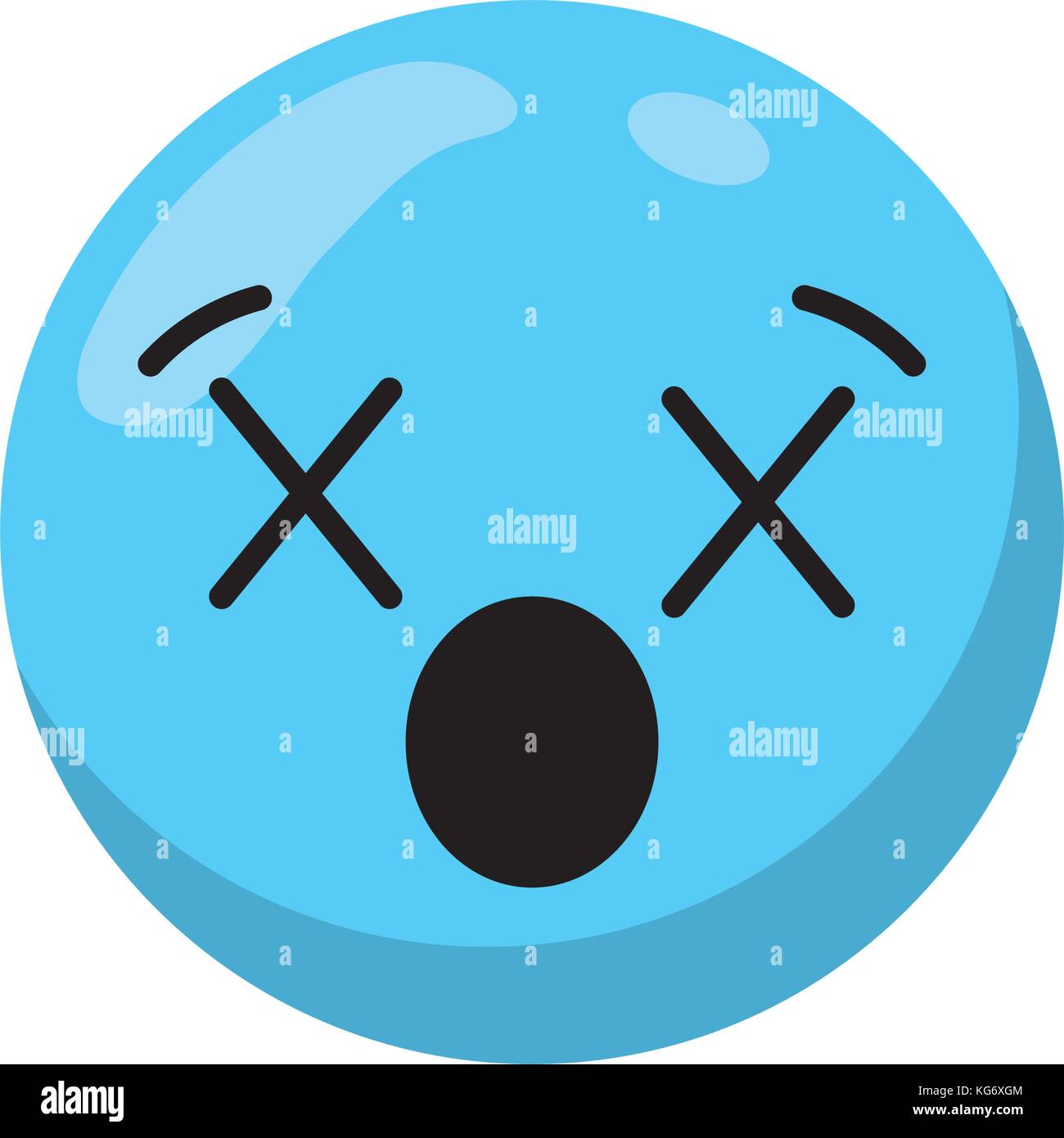 Blue cartoon face emoticon caricature and character theme Isolated ...