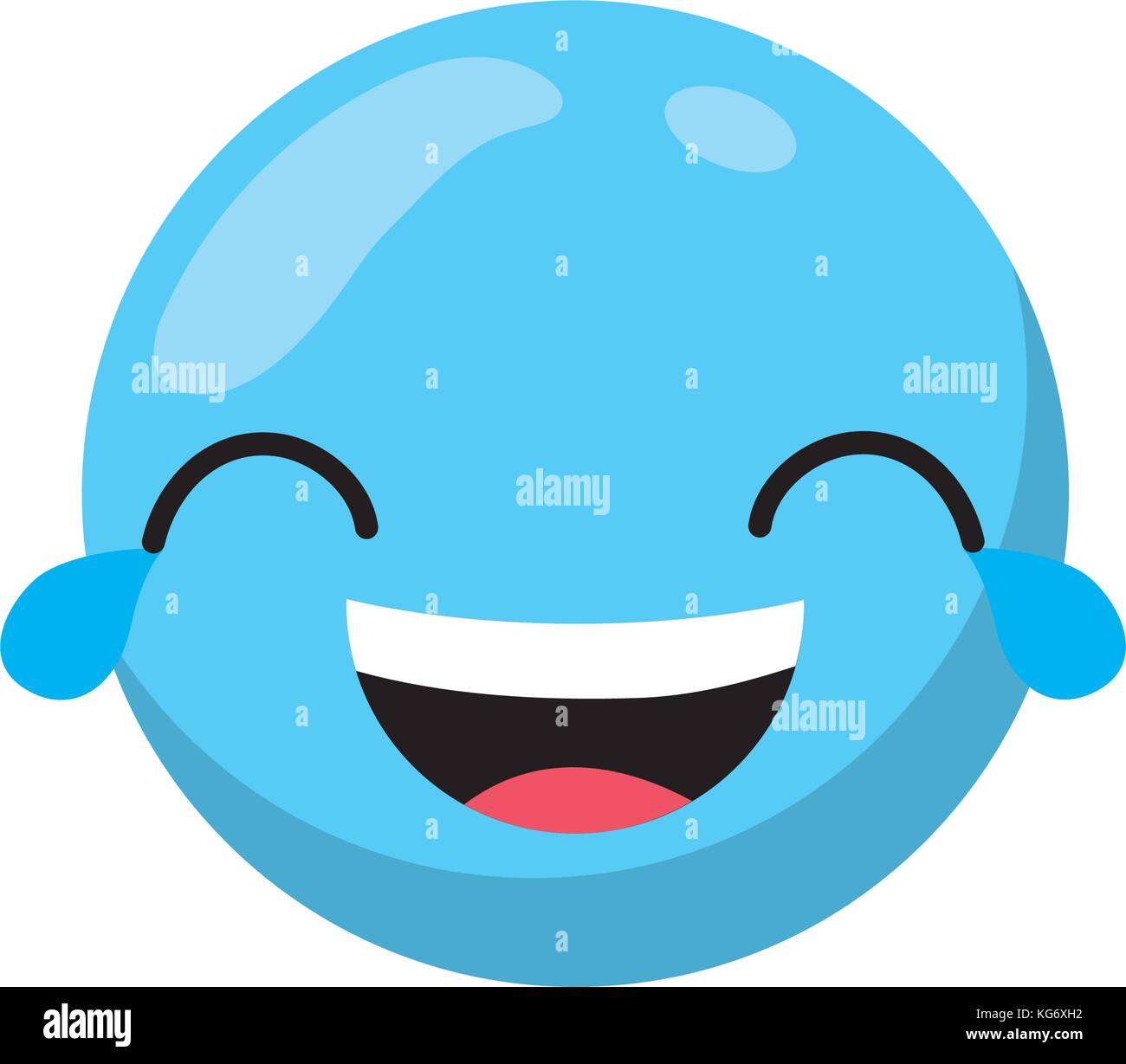 Blue cartoon face emoticon caricature and character theme Isolated ...
