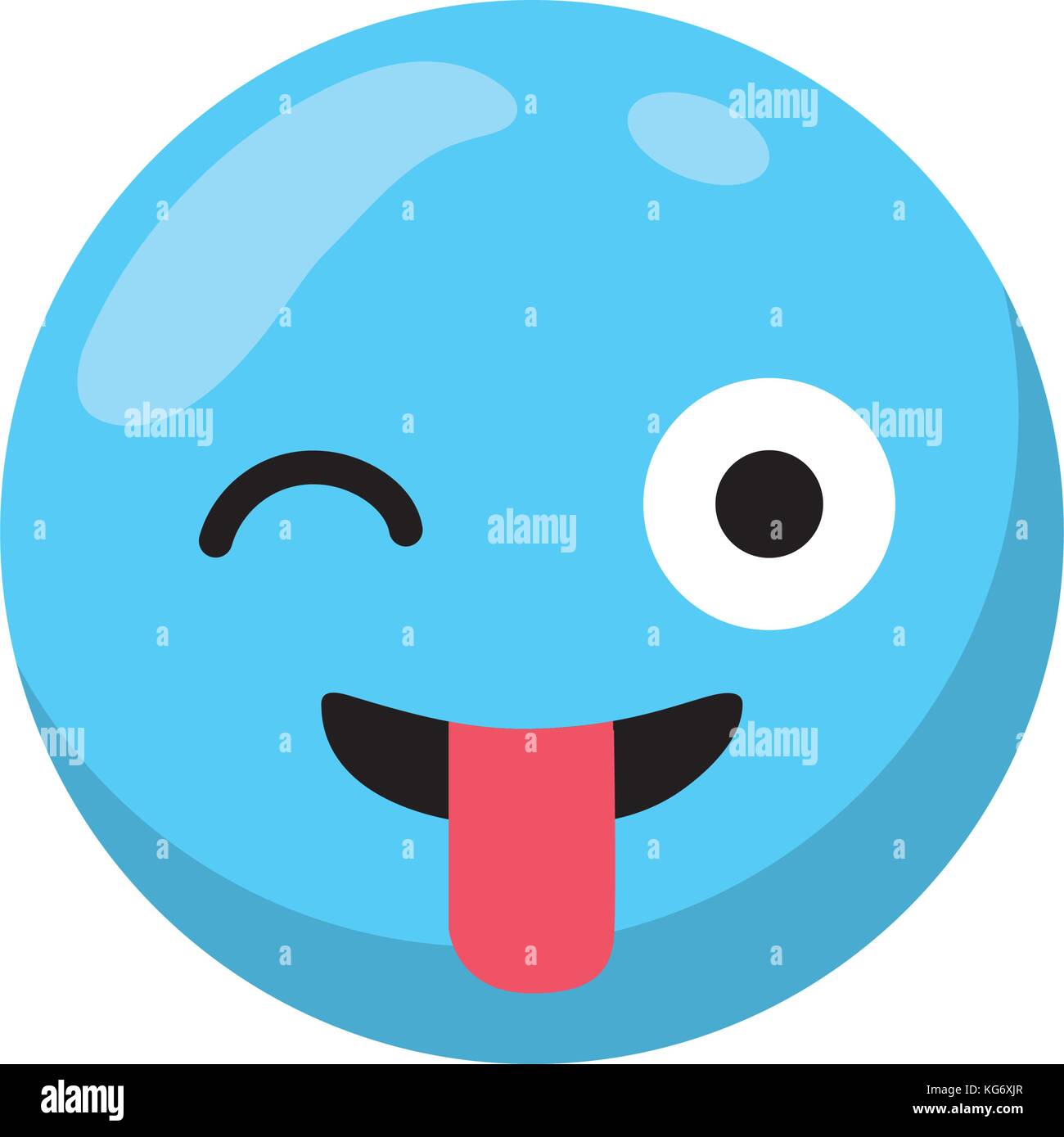 Blue cartoon face emoticon caricature and character theme Isolated ...