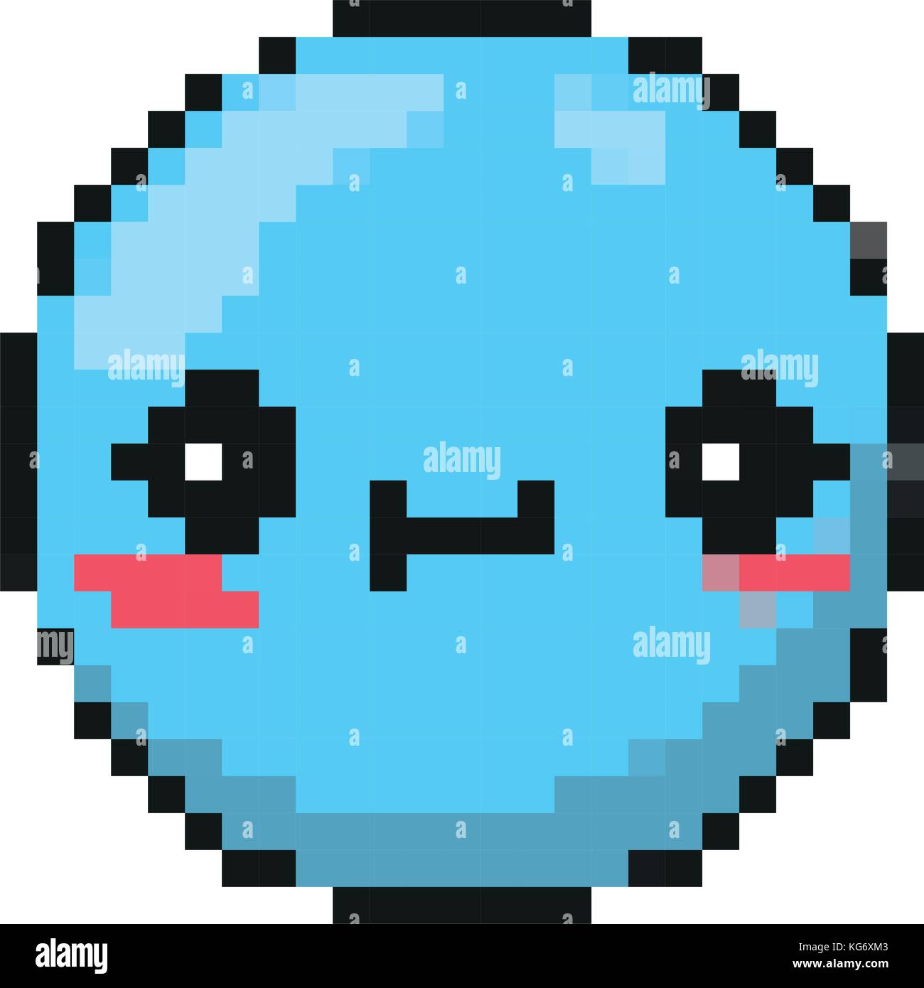 Blue cartoon face emoticon caricature and character theme Isolated ...