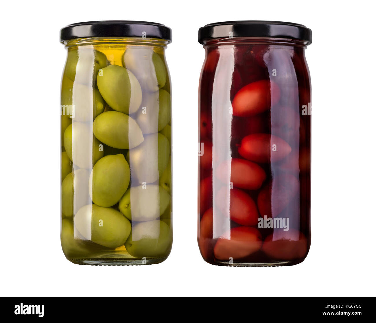 two olives bottles on a white background in bottle Stock Photo - Alamy